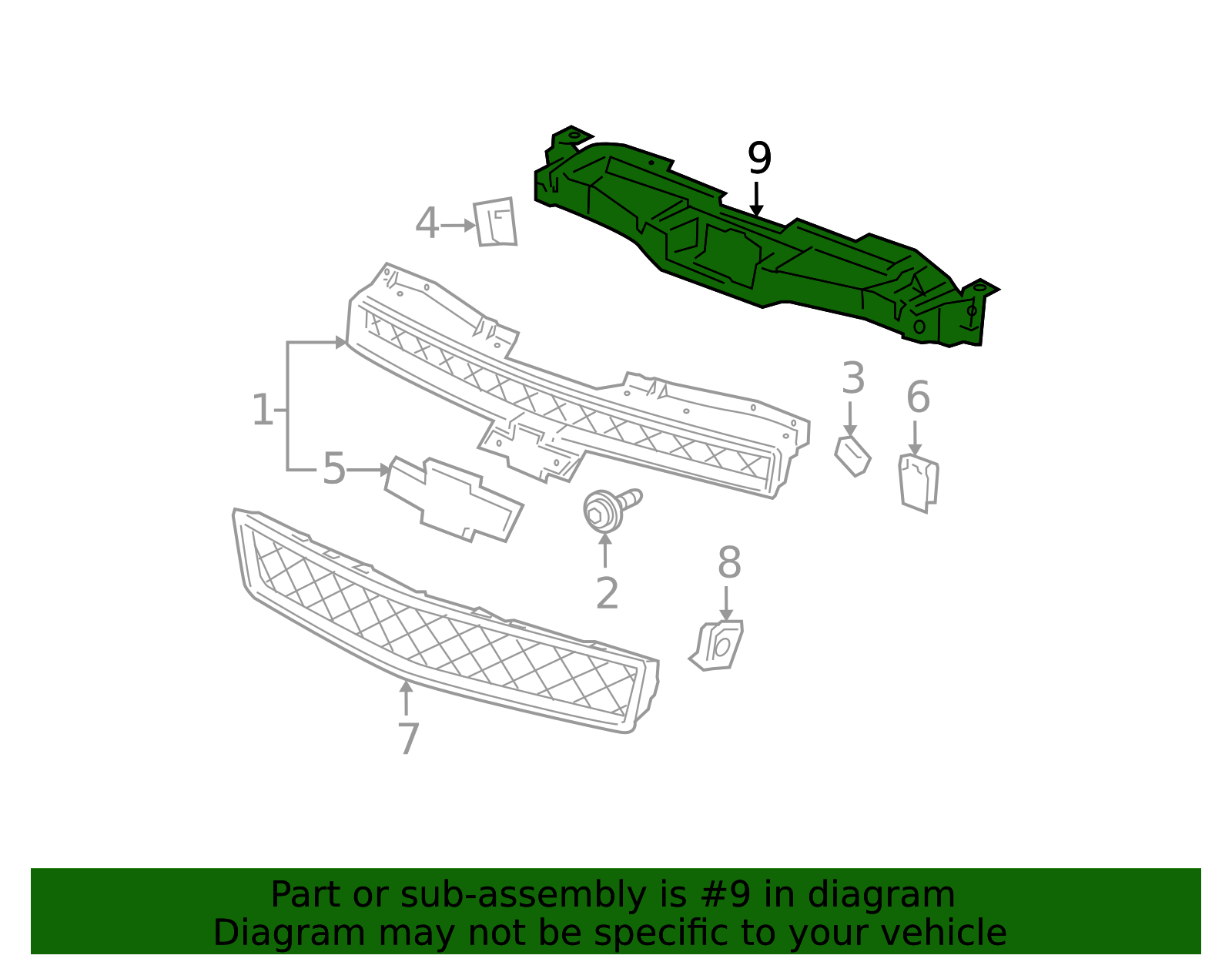 15865945 - Front Grille Upper Bracket 2007-2014 Chevrolet | Chevrolet ...