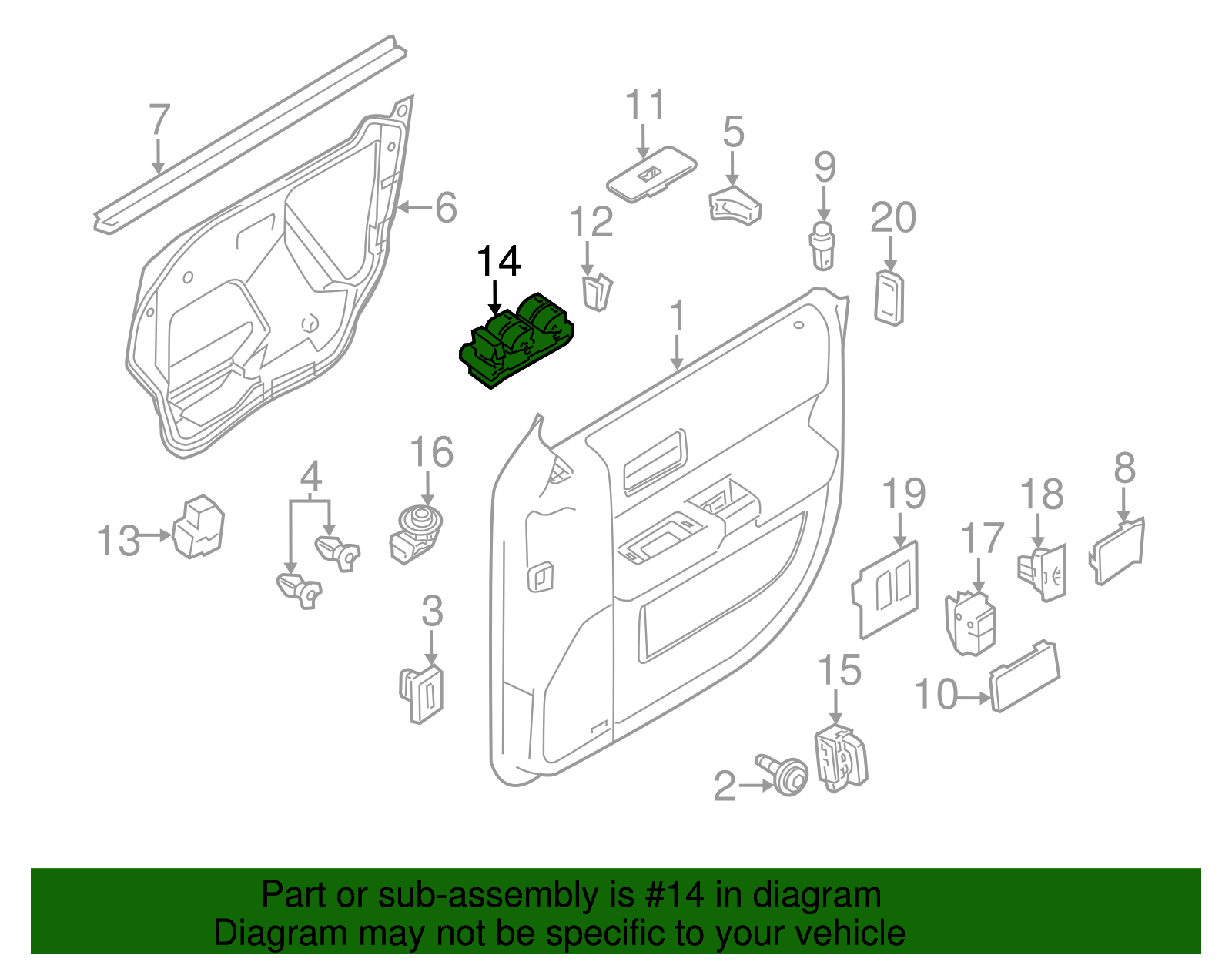 2009-2019 Ford | Window Switch | AA8Z-14529-AA | Walls' Ford Parts