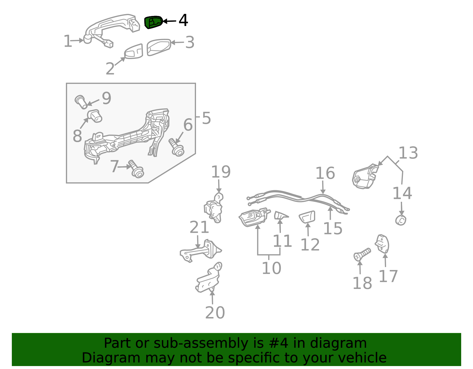 2012-2015 Toyota Handle, Outside Rear Cover 69227-47010-J3 | MotorMotor