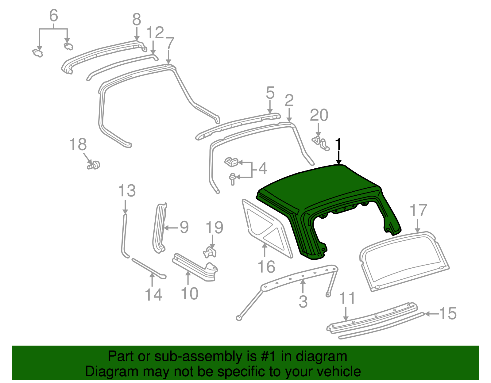 Genuine Toyota Convertible Top part# 65801-0W010-C0 for 1998-1999 ...