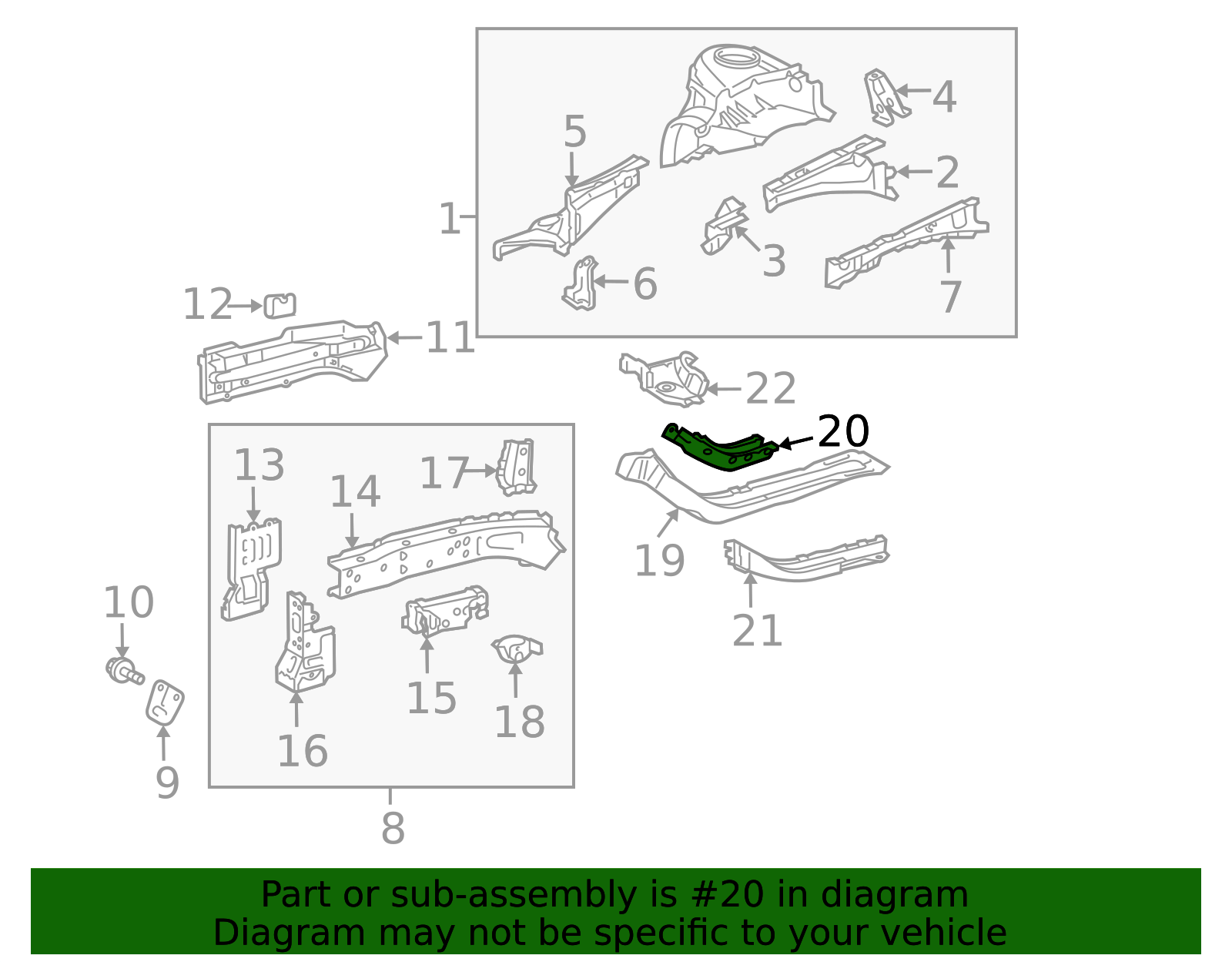 57034-12010 - Center Reinforced - 2008-2018 Toyota | Nucar Toyota Parts