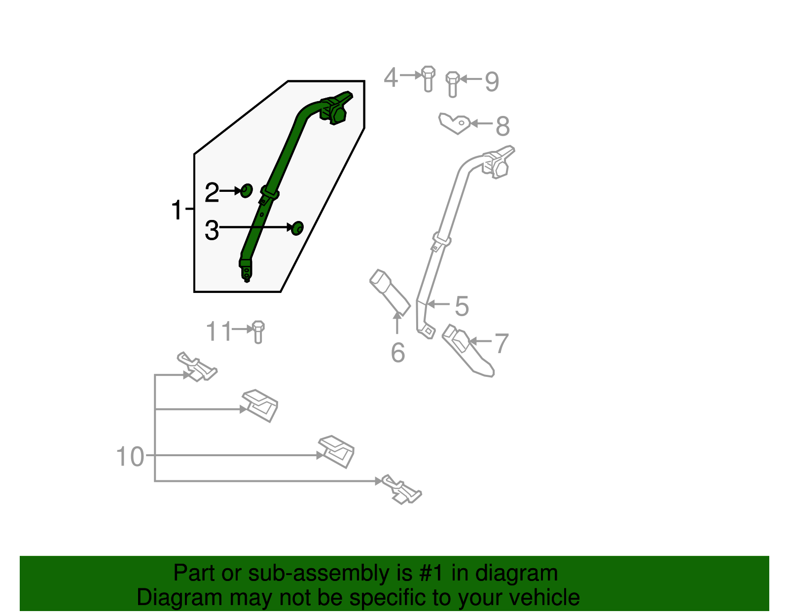 Hyundai - 89820-2H550-9P - Outer Belt Assembly - 2010 Hyundai Elantra ...