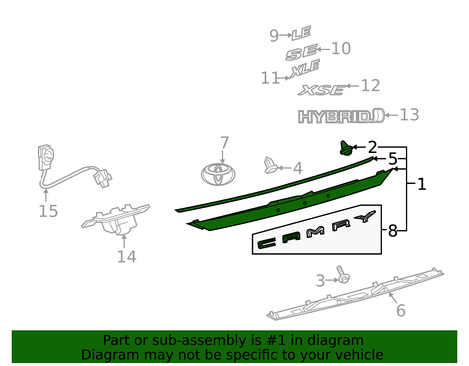 2018-2024 Toyota Camry License Molding 76801-06E10-C0 | MotorMotor