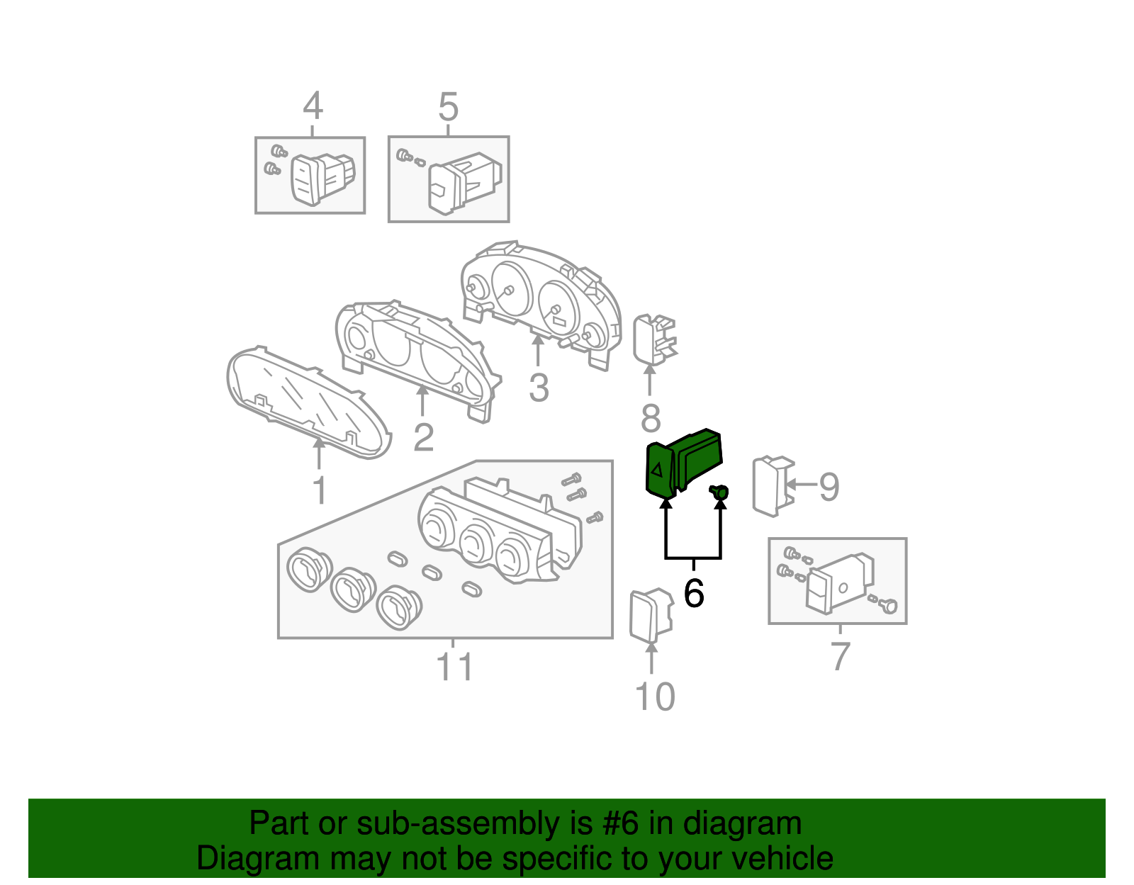 2002-2004 Honda CR-V Hazard Switch 35510-S9A-003 | Honda Factory Parts