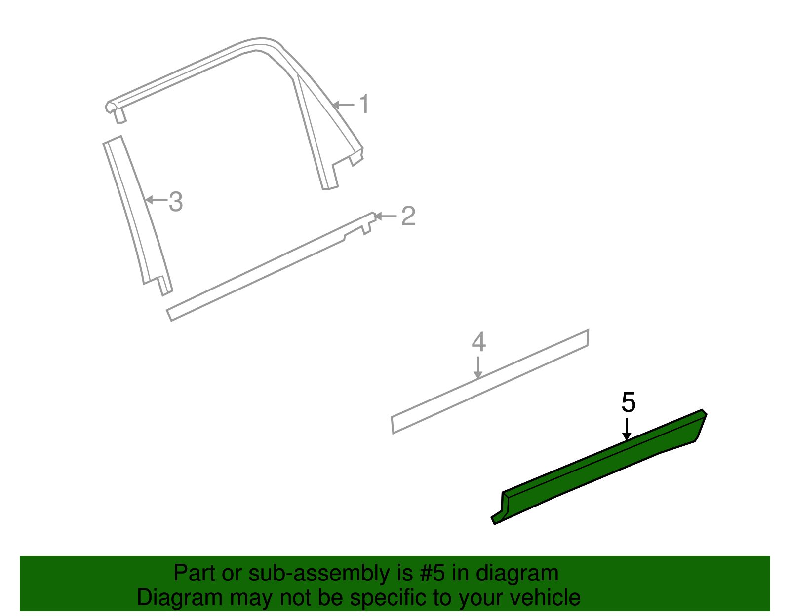 2007-2017 GM Black Rear Passenger Side Door Lower Molding 22763888 ...