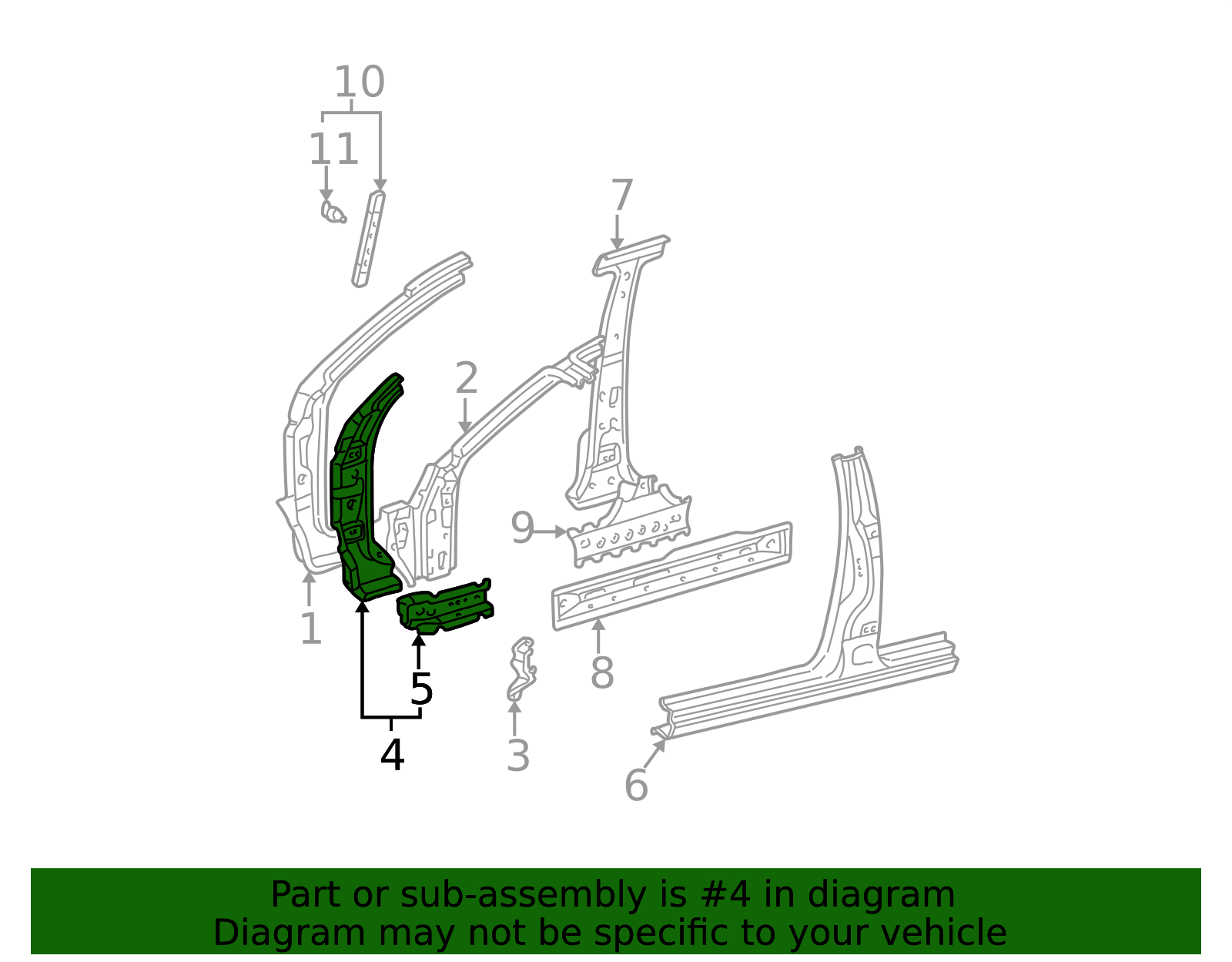 61108-0C900 - High-Quality Body A-Pillar Reinforcement for 2001-2004 ...