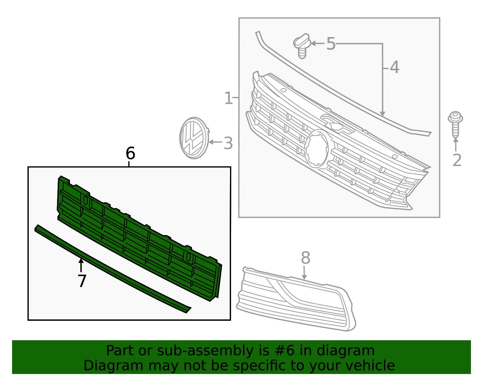 2016-2019 Volkswagen Passat Lower Grille 561-853-671-J-RYP | vwpartscenter