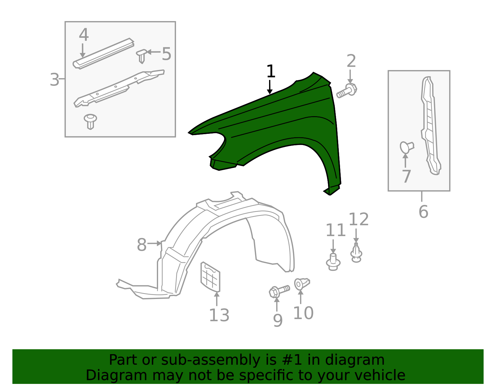 2011-2013 Toyota Highlander | Fender | 53801-0E080 | OEM Vehicle Parts