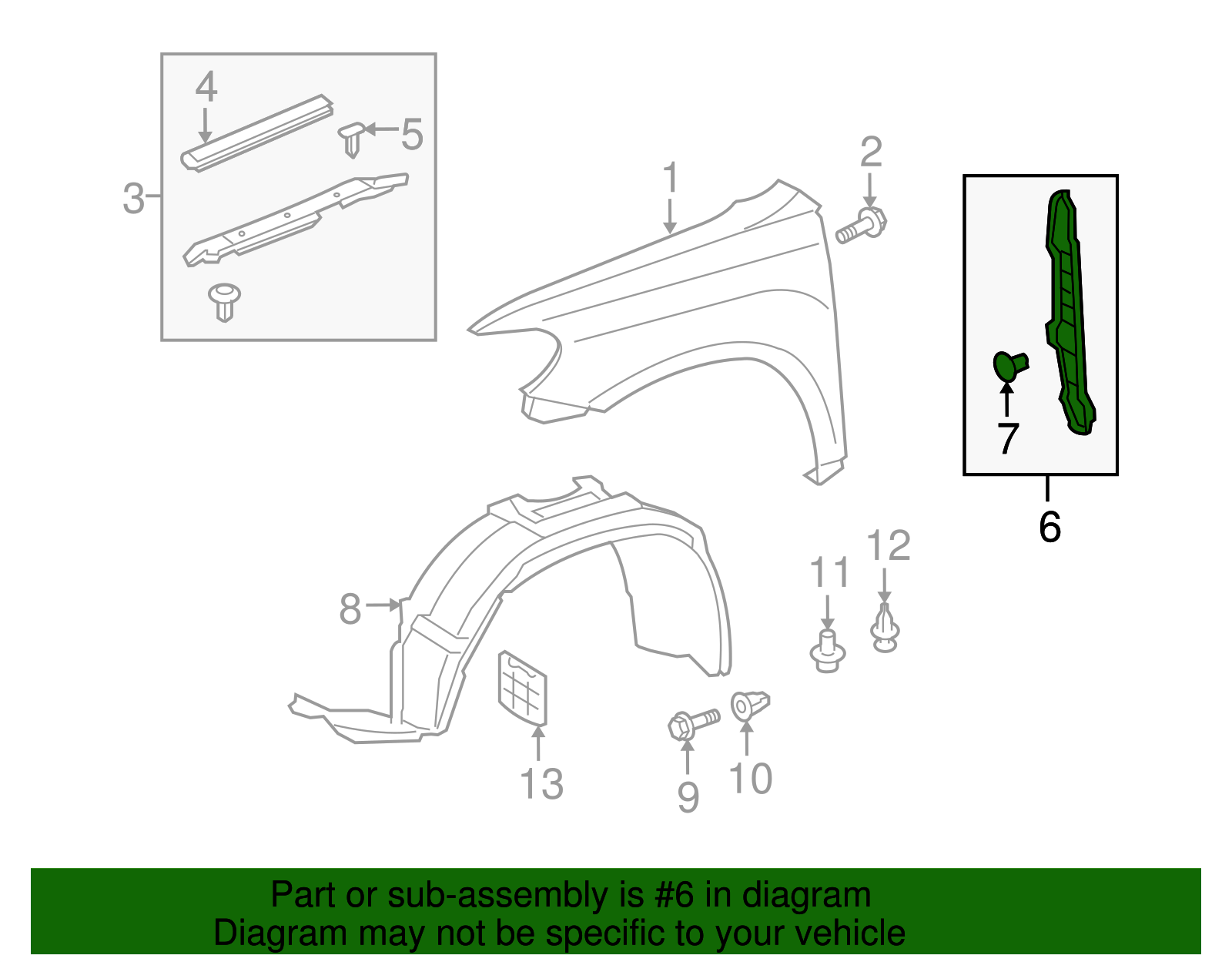 2011-2013 Toyota Highlander Fender Seal 53883-48030 | Toyota Parts Center