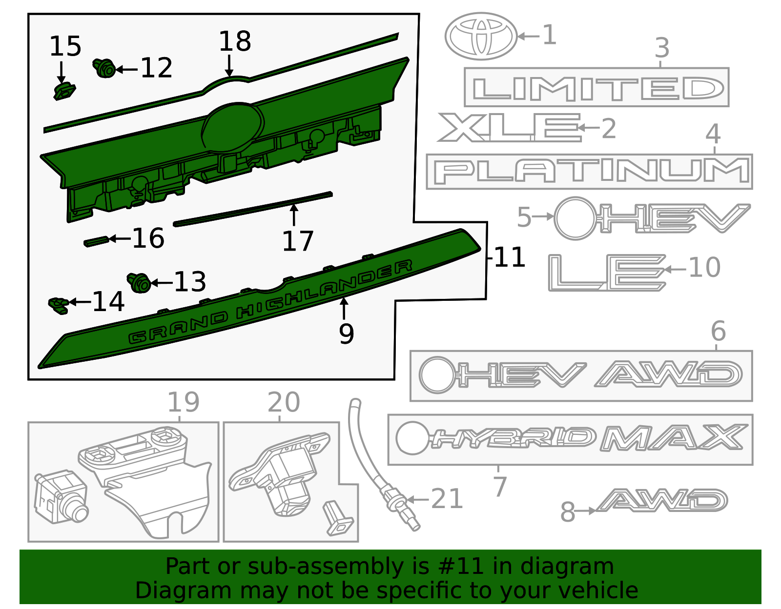 2024-2025 Toyota Grand Highlander Applique Panel 76801-0E915 | Toyota ...
