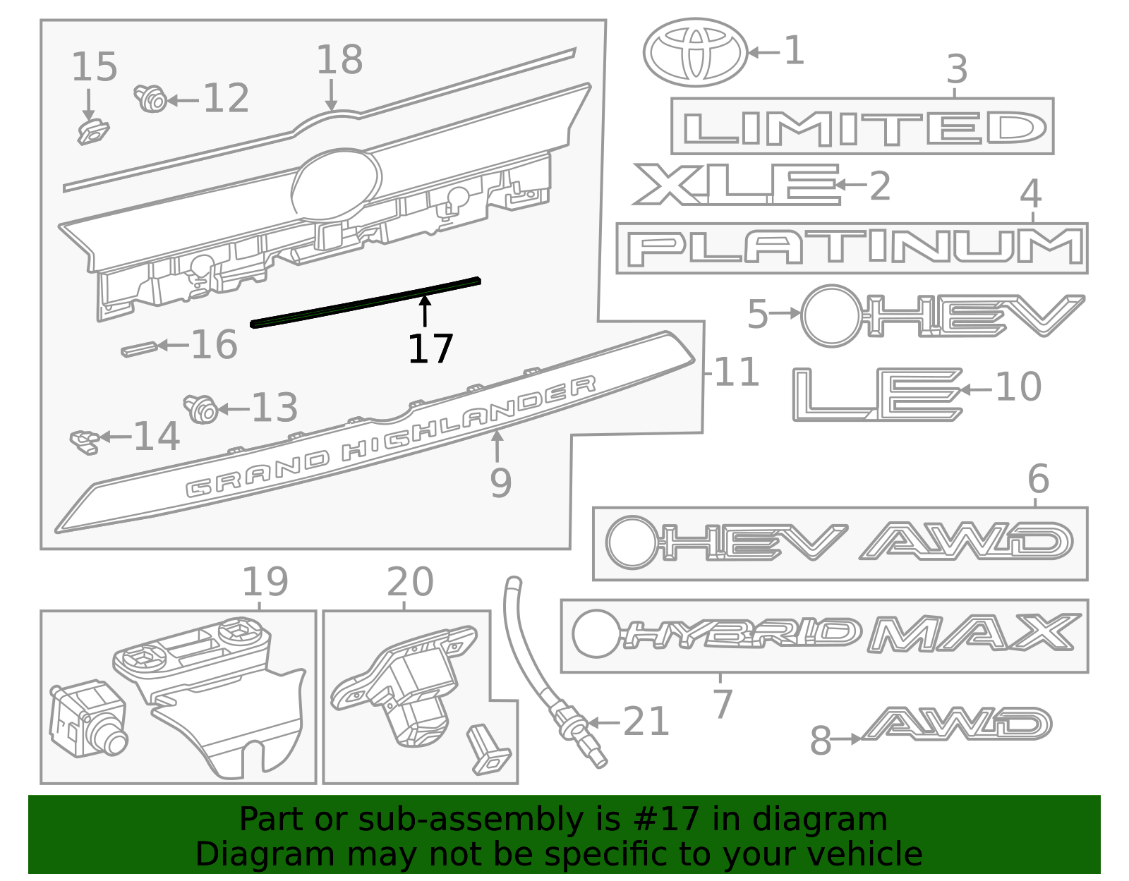 2024-2025 Toyota Grand Highlander Applique Panel Protector 76823-0E050 ...