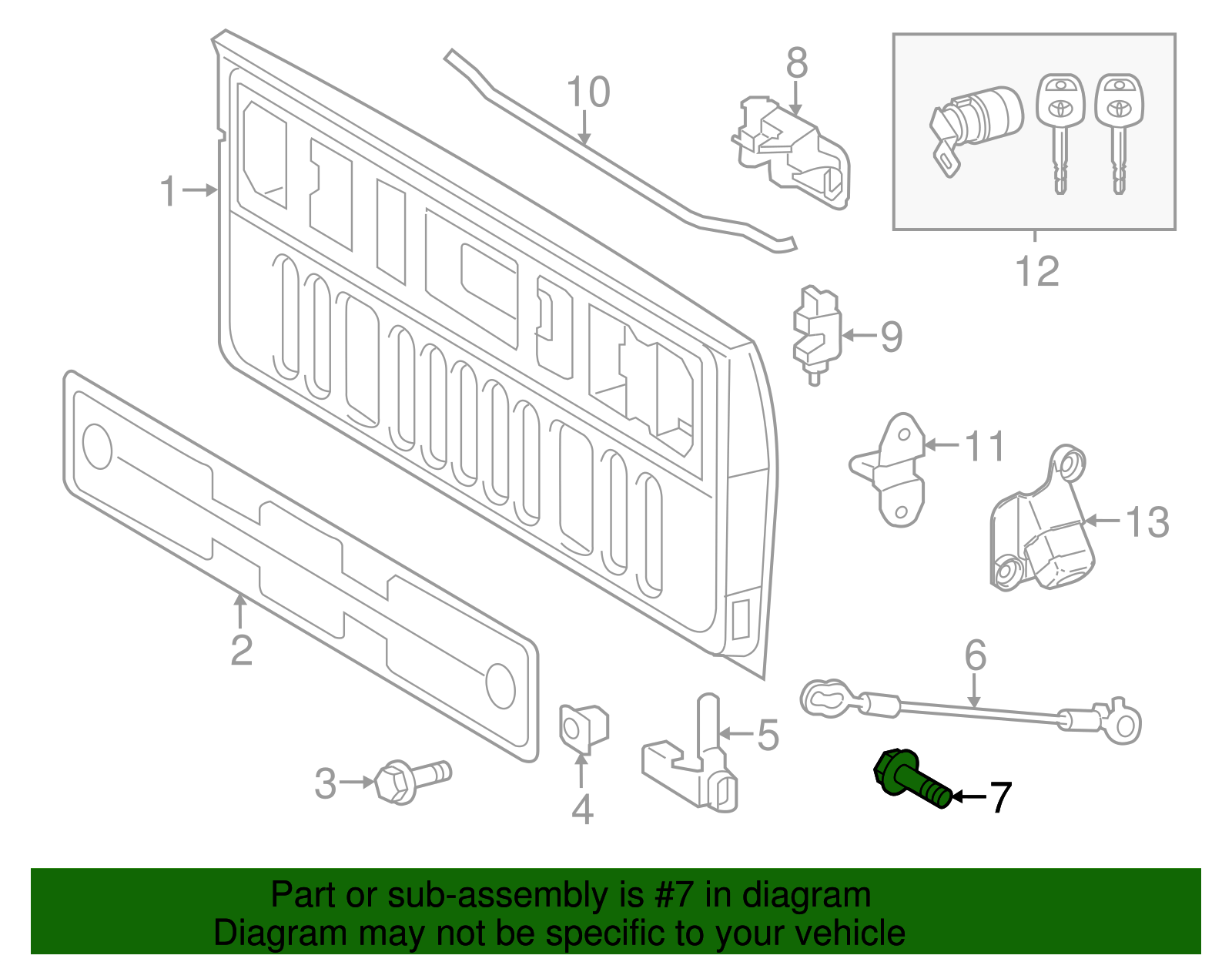 OEM 2000-2024 Toyota Tundra Tailgate Support Cable Bolt Part # 68965 ...
