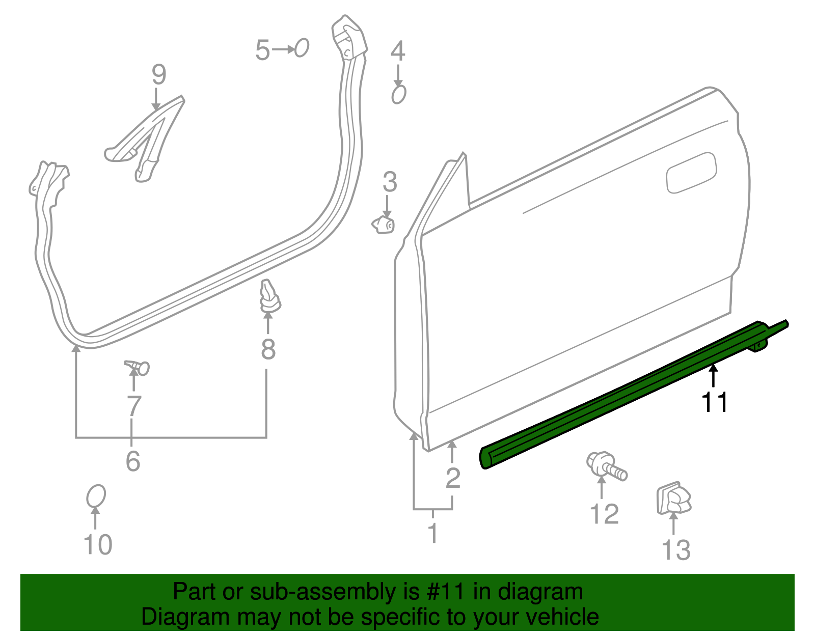 Genuine Toyota Belt Weather-Strip part# 75712-20371 for 2000-2005 ...