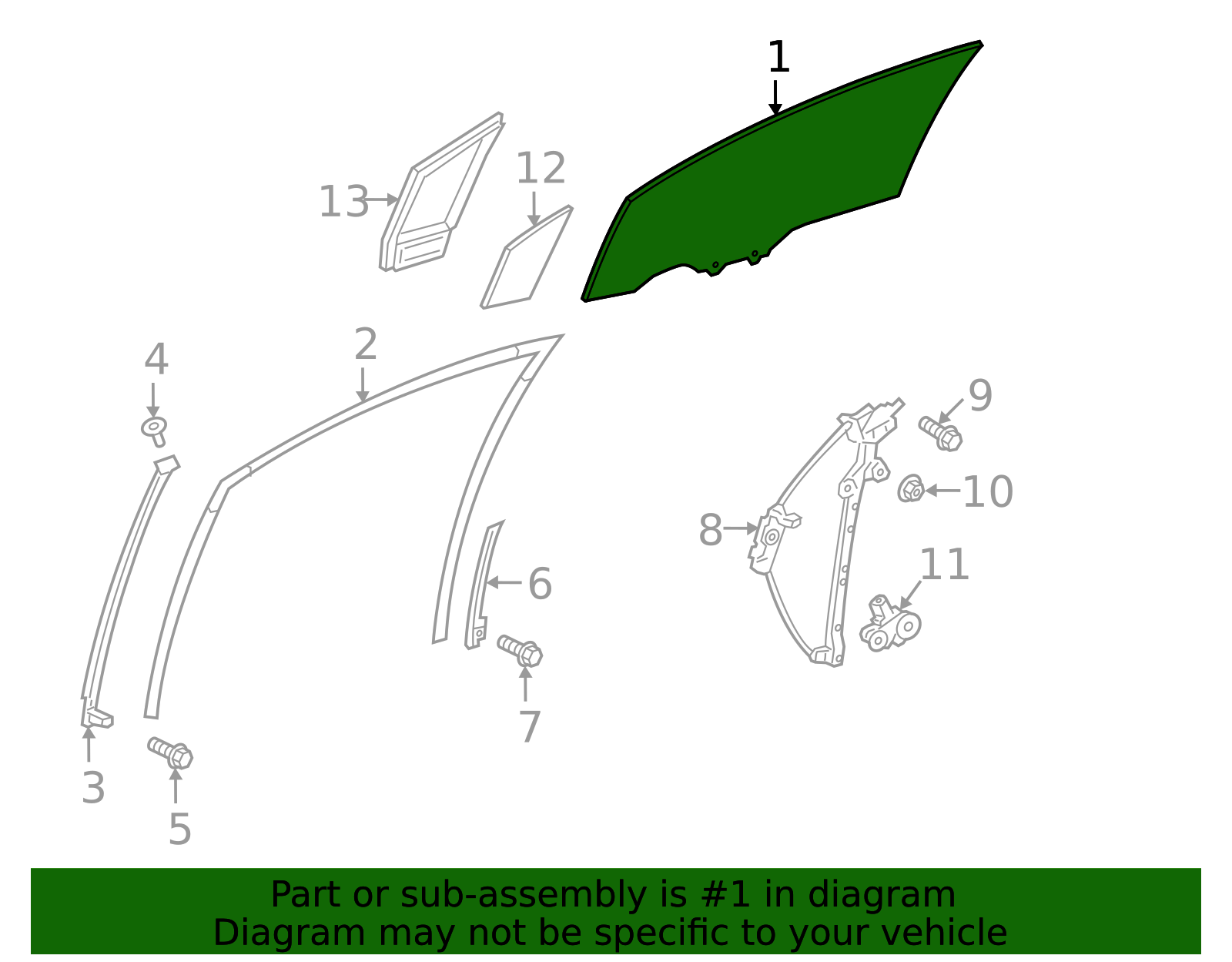 68102-12D80 - Movable Glass - 2019-2025 Toyota | OEM Genuine Toyota Parts