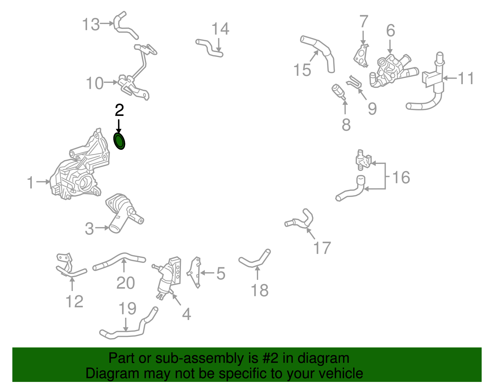 16325-25010 - Engine Coolant Water Inlet Gasket - 2018-2025 Toyota ...