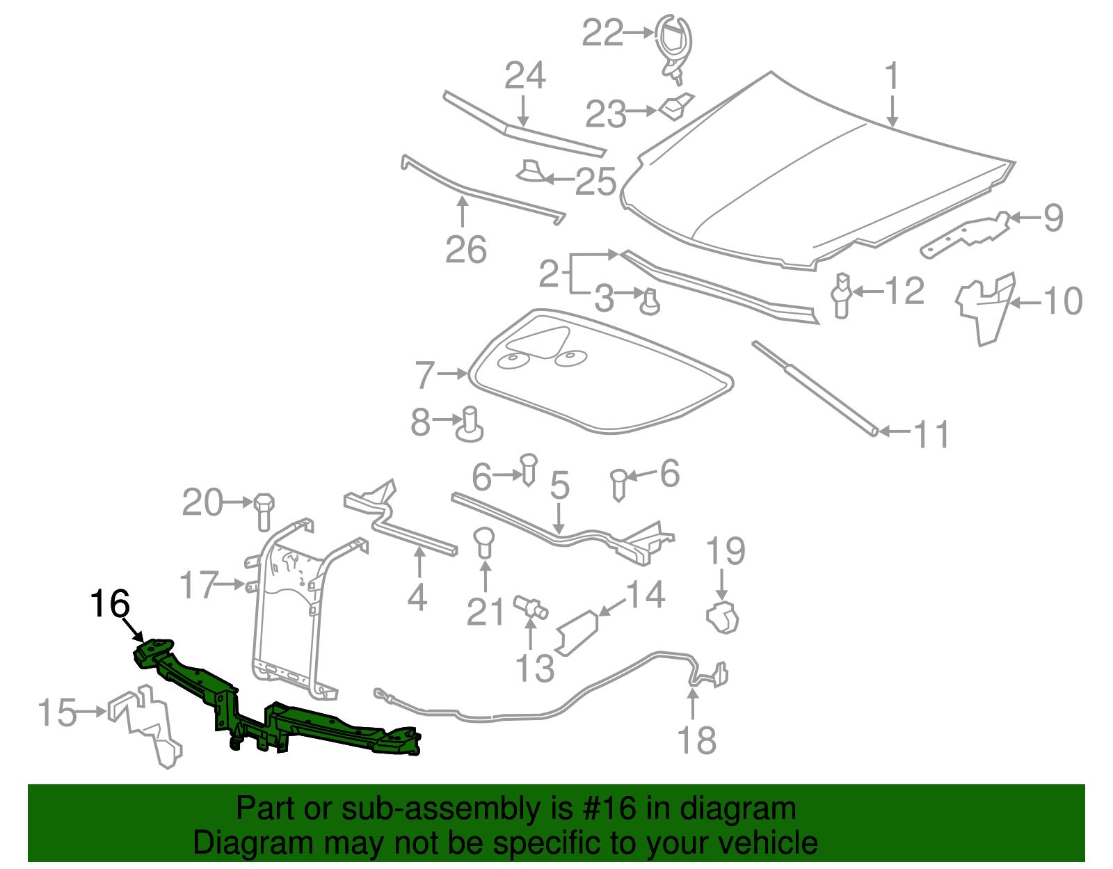 2006-2011 Cadillac DTS Front Grille Support 25965279 GM | GMPartsDirect.com