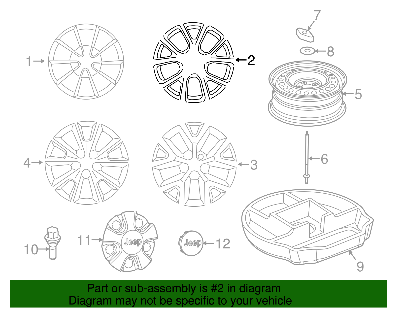 2014-2018 Jeep Cherokee Wheel 1UT90GSAAA | Mopar Parts Canada
