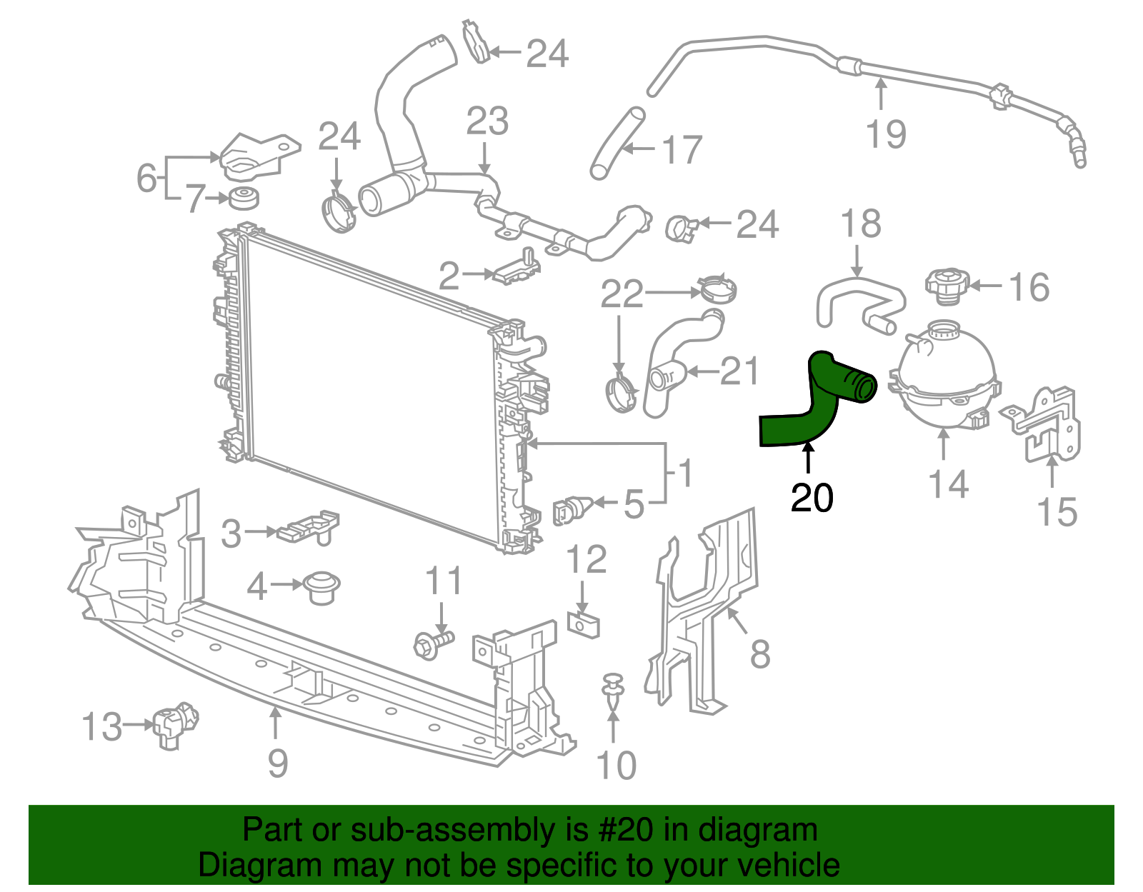 2018-2020 Buick Regal Sportback Radiator Surge Tank Inlet Hose 39071397 ...