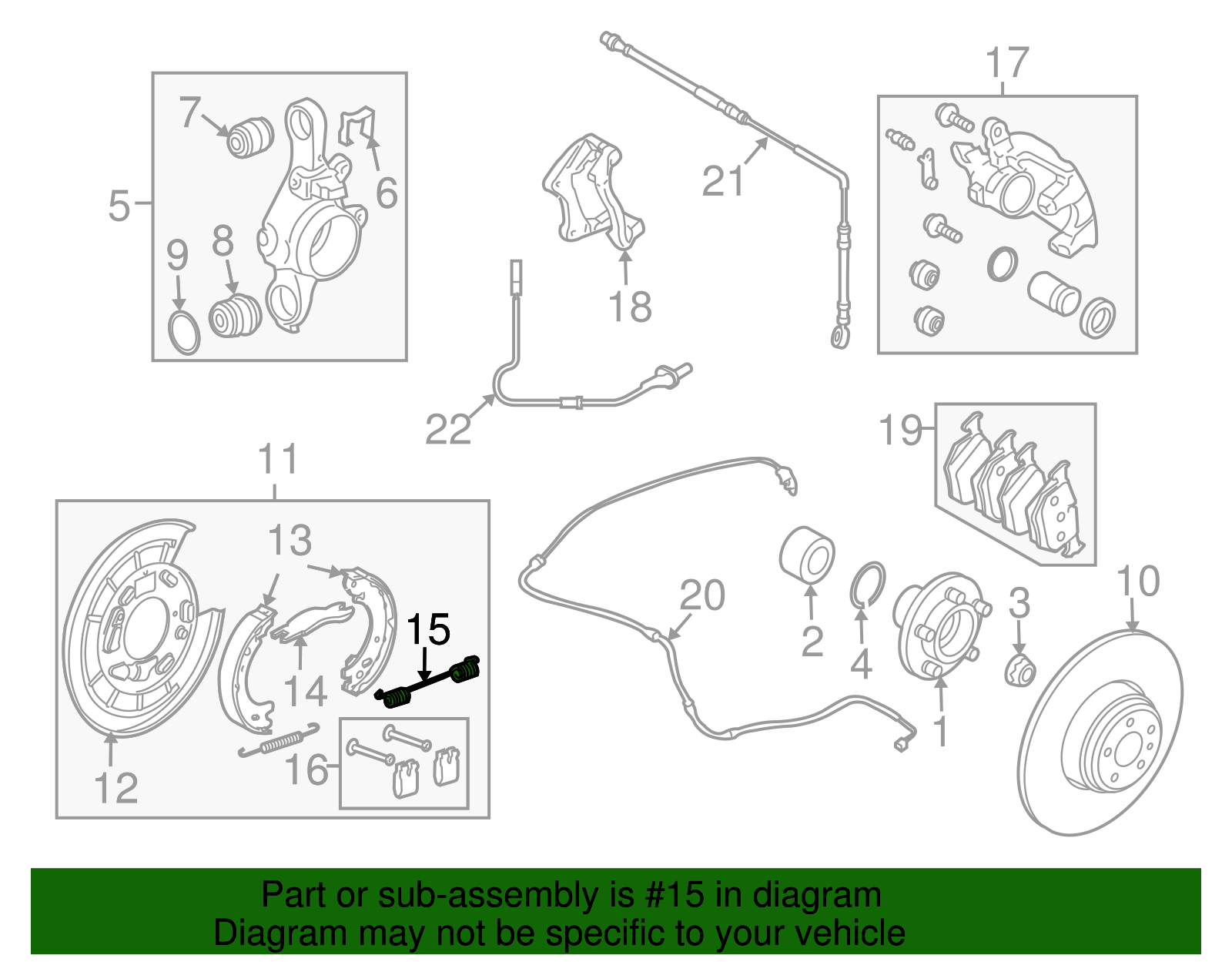 2005-2011 Land Rover Parking Brake Shoe Spring Kit SMN500020 ...