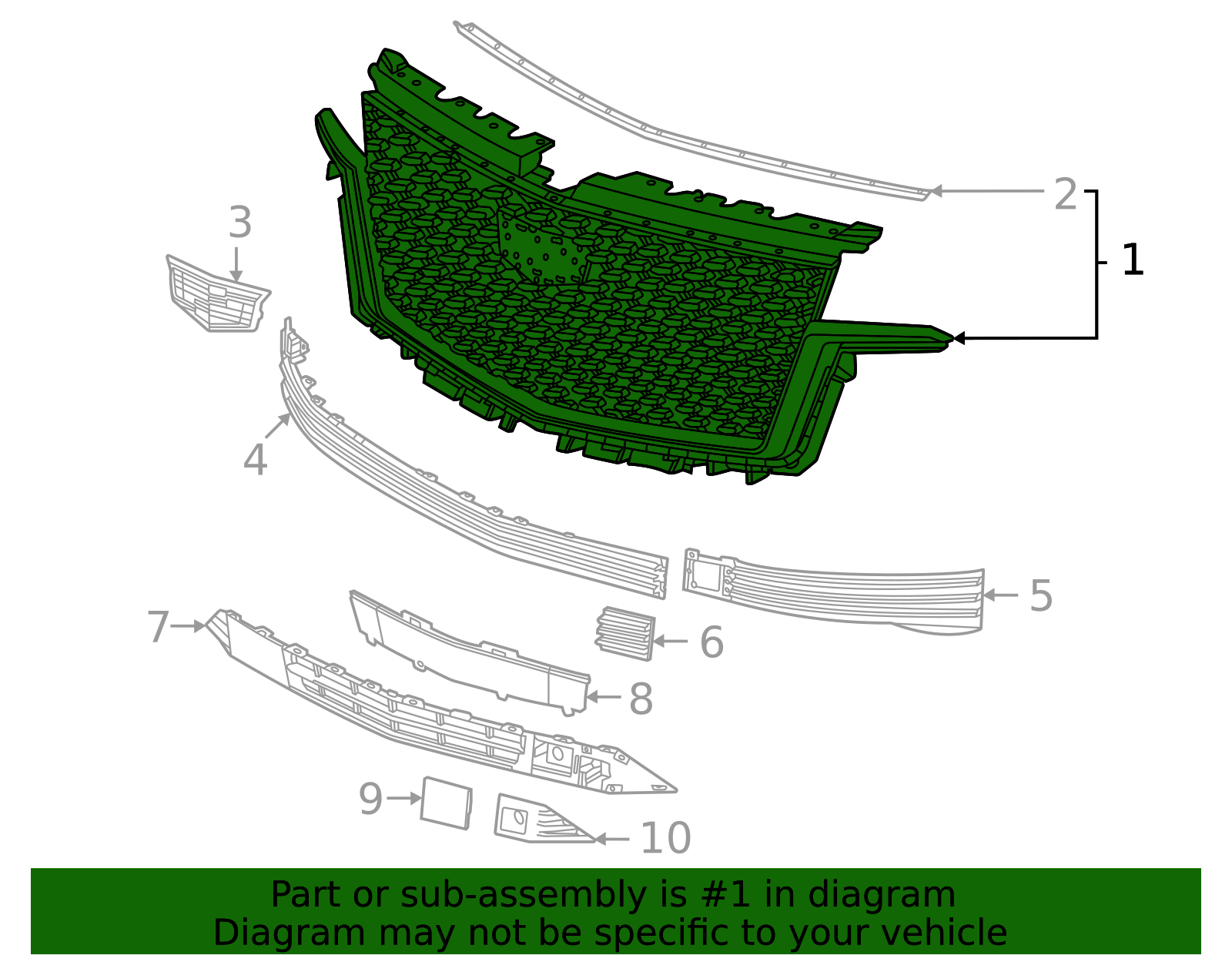 2022-2024 Cadillac Galvano Silver Front Upper Grille 85000004 GM ...