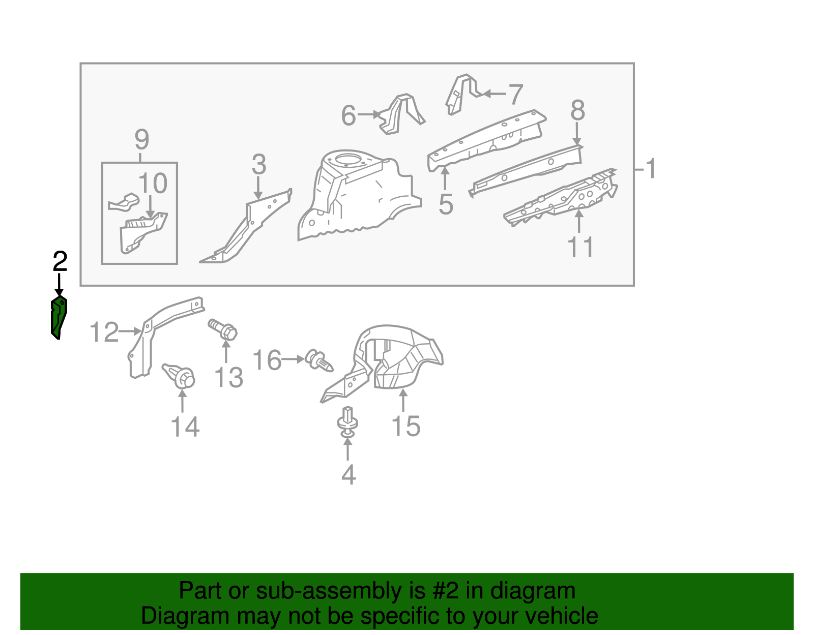 57216-0E010 - Apron Assembly Bracket 2014-2019 Toyota Highlander ...