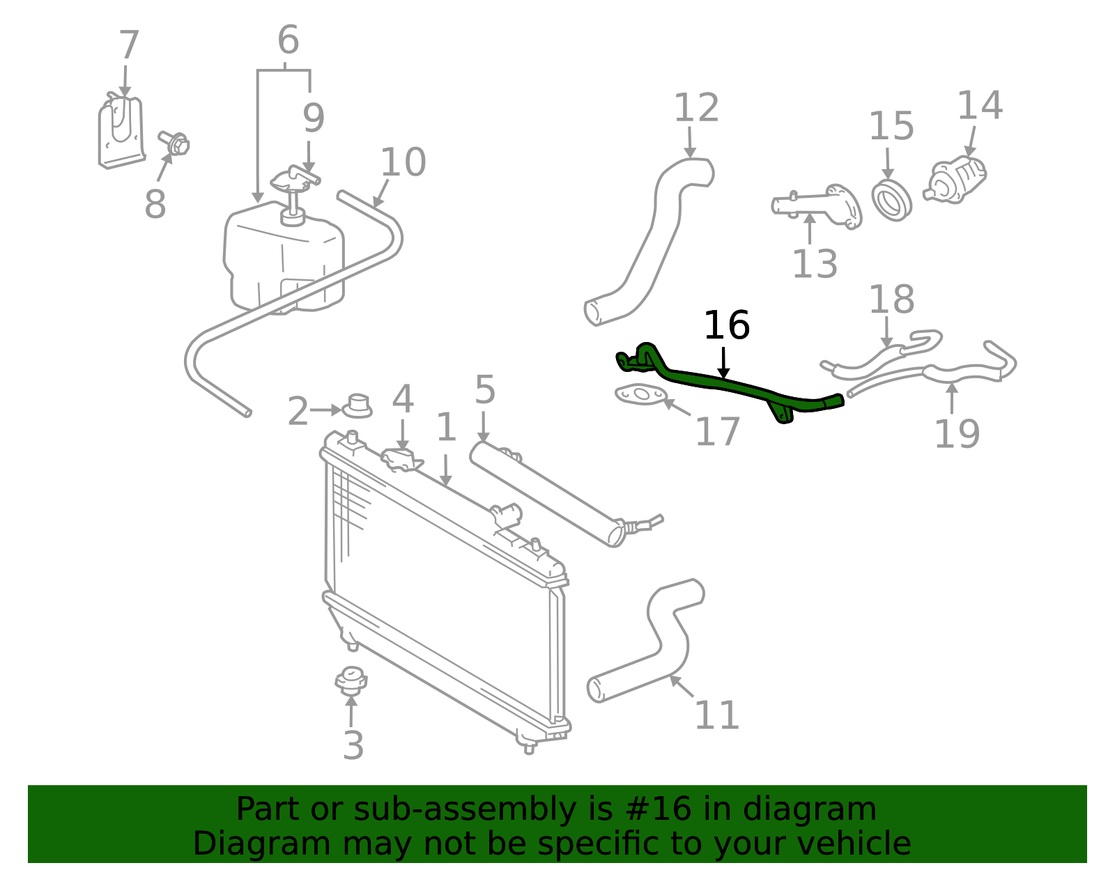 16268-0H070 - Engine Coolant Bypass Pipe 2007-2008 Toyota Solara ...