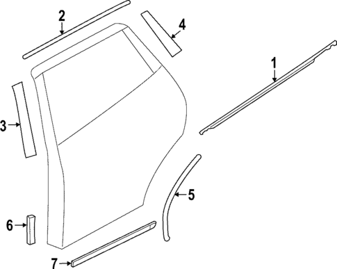 Exterior Trim - Rear Door for 2014 Nissan Rogue Select | My Nissan Part.com