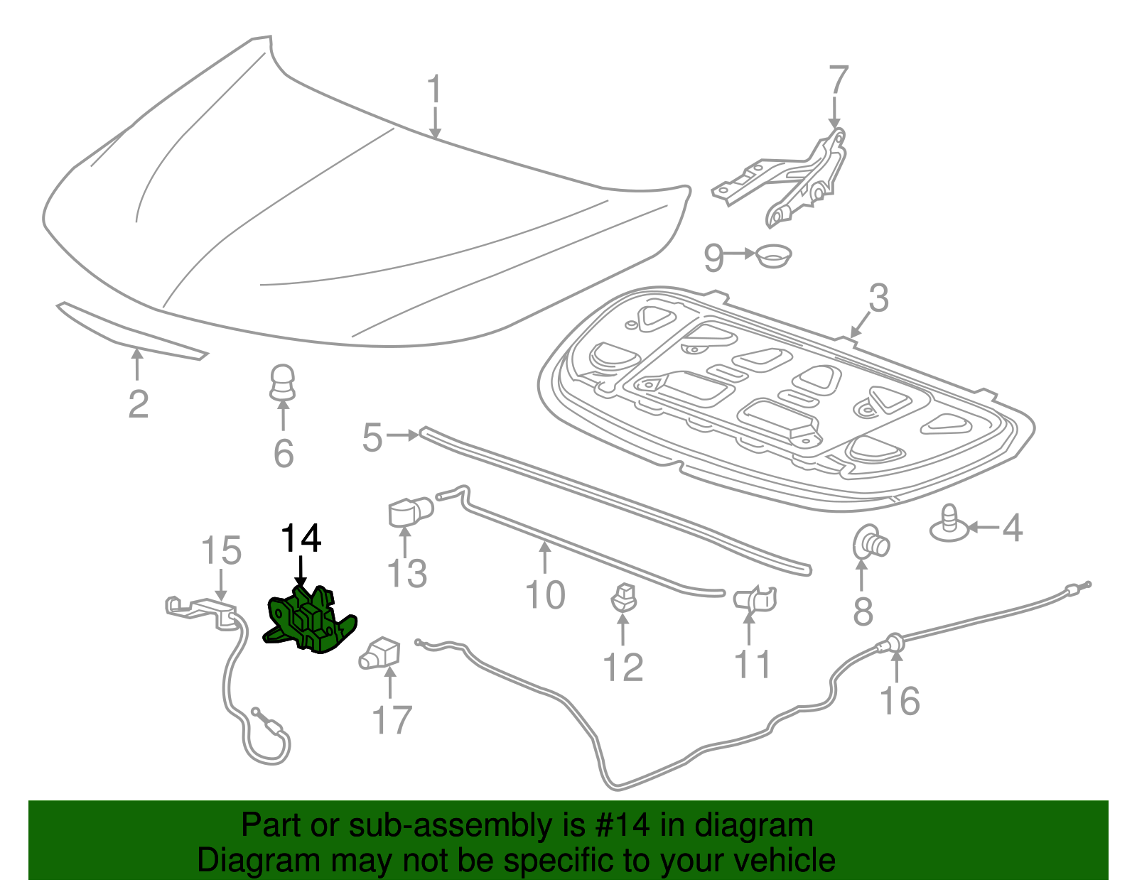 2019-2025 Chevrolet Malibu Hood Primary and Secondary Latch 84706443 GM ...