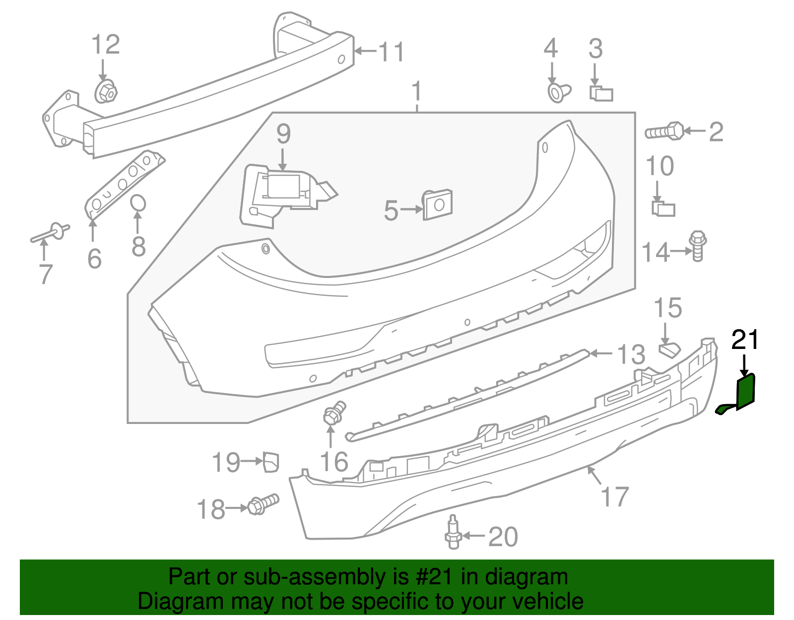 2017-2021 Chevrolet Bolt EV Rear Bumper Fascia Tow Eye Access Hole ...