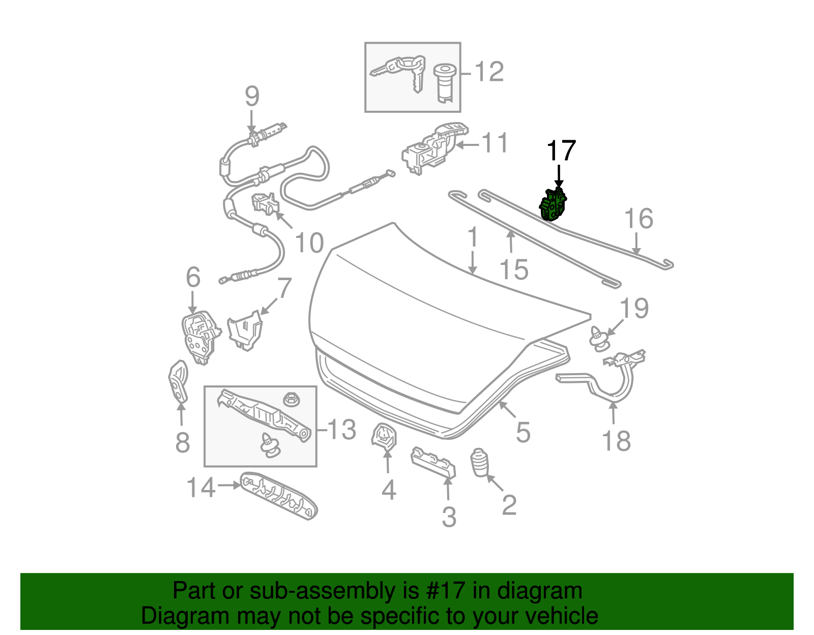 74873-TE0-A00 - 2008-2012 Honda Accord - Clip Trunk Opener Spring | All ...