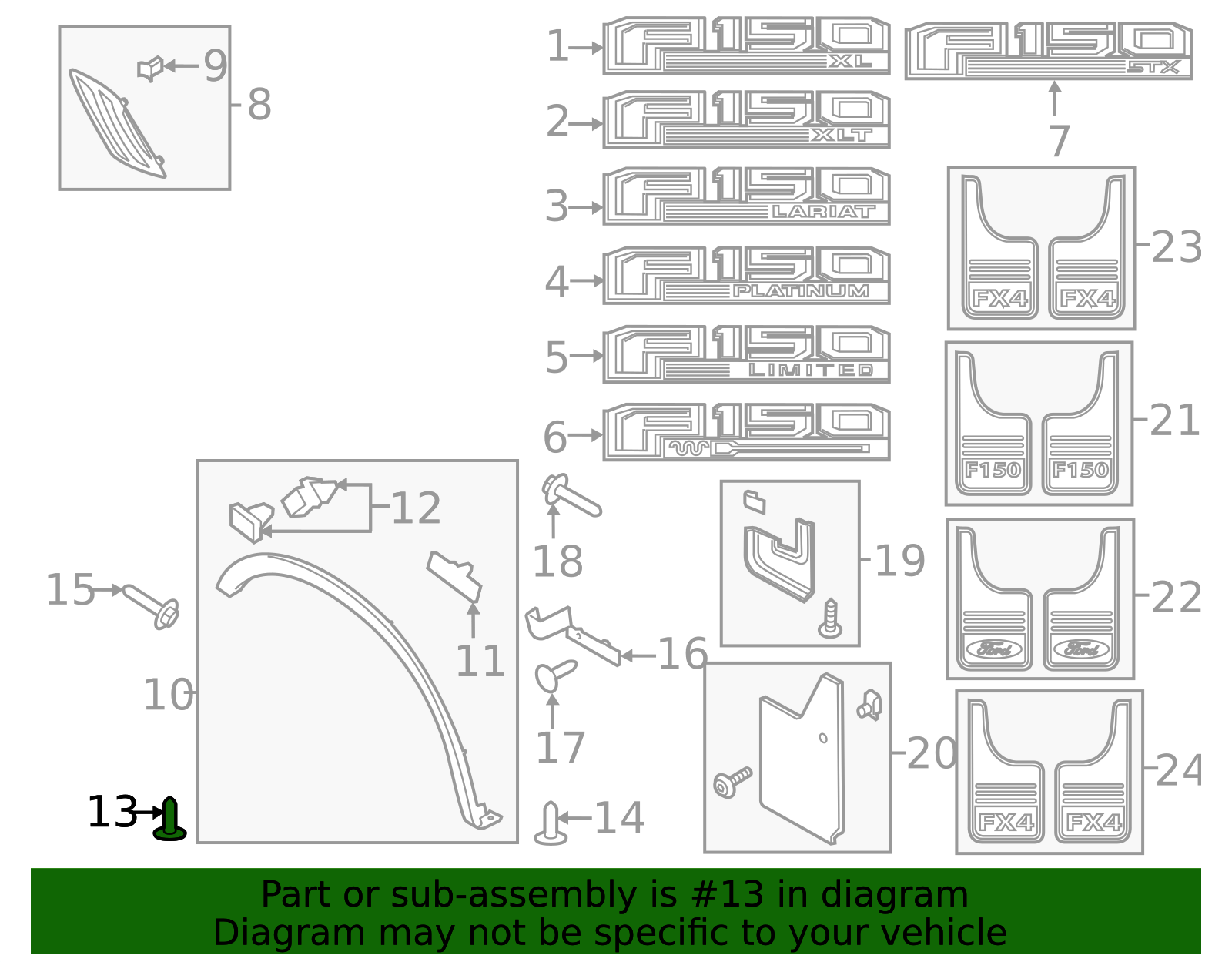 2010-2022 Ford Wheel Opening Molding Pin W790217-S900 | QuirkParts