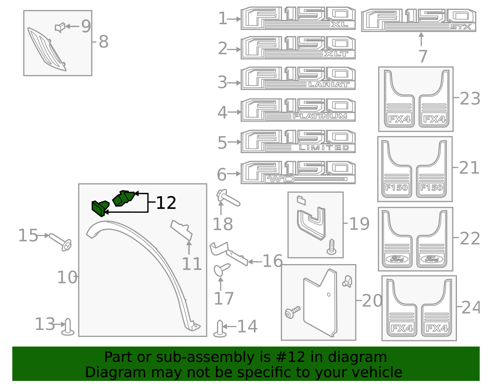 Genuine OEM Ford Part - Wheel Opening Molding Clip W790383-S900 ...