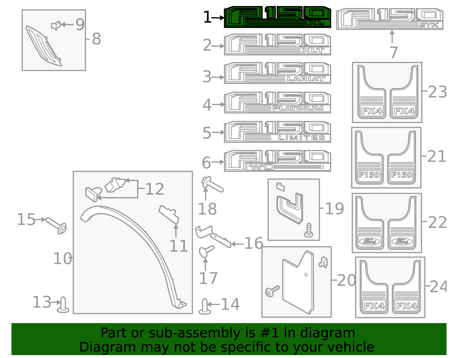 FL3Z-16720-A - 2015-2020 Ford F-150 - Fender Emblem | Dealer Auto Parts