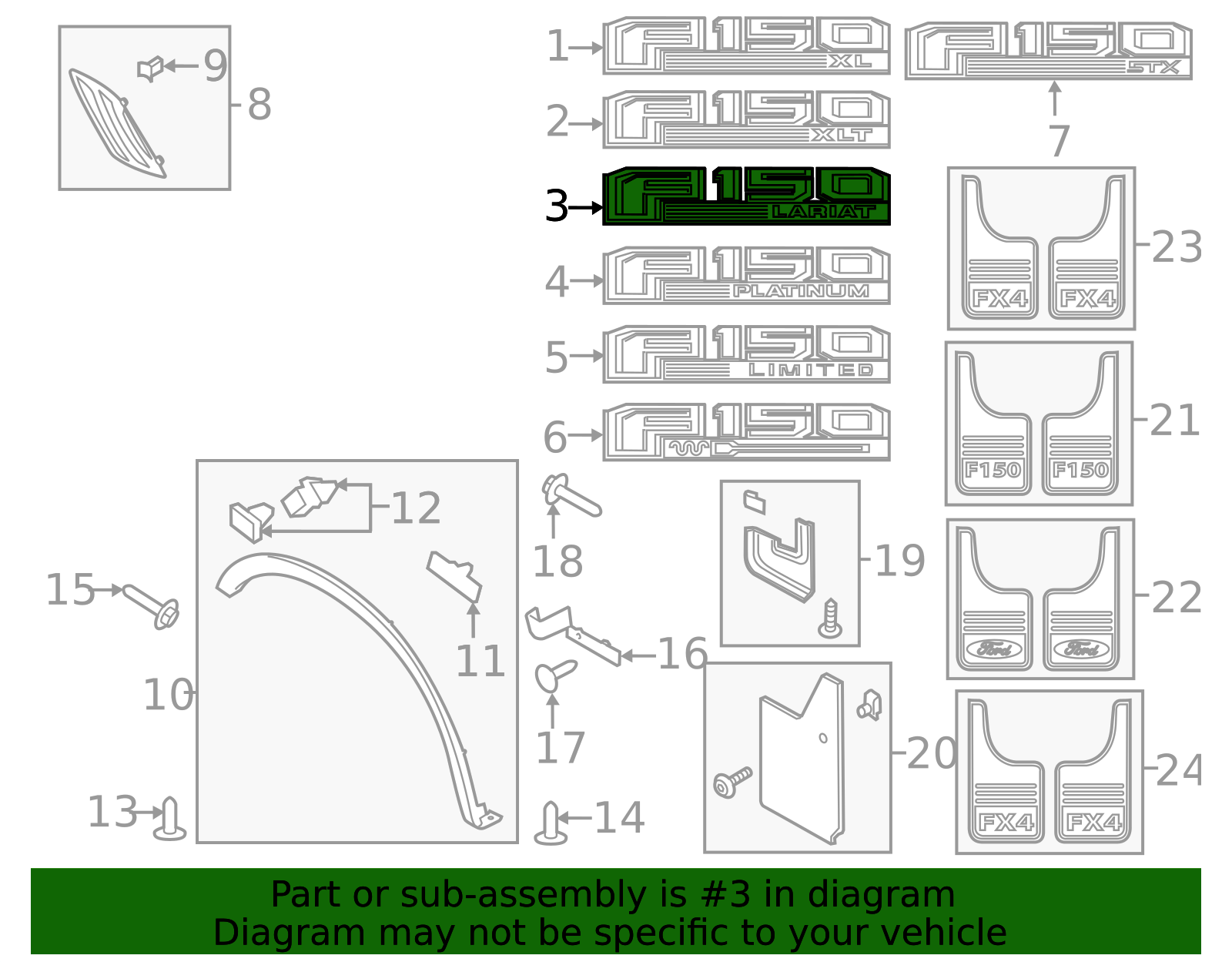 2015-2020 Ford F-150 2015 Ford F-150 Lariat Left Driver Fender Emblem ...