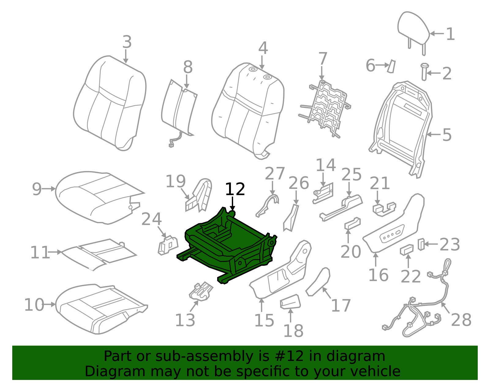 2014-2020 Nissan Rogue Cushion Frame 87351-4BA0A | QuirkParts