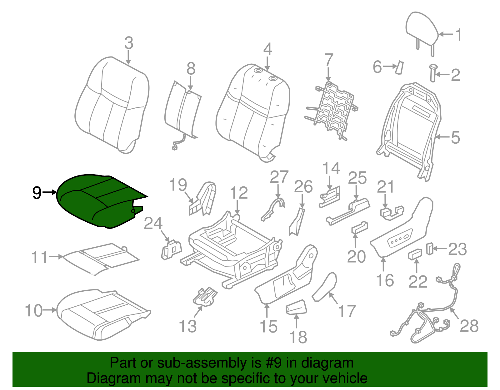 2017-2018 Nissan Rogue Cushion Cover 87370-6FV7B | OEM Parts Online