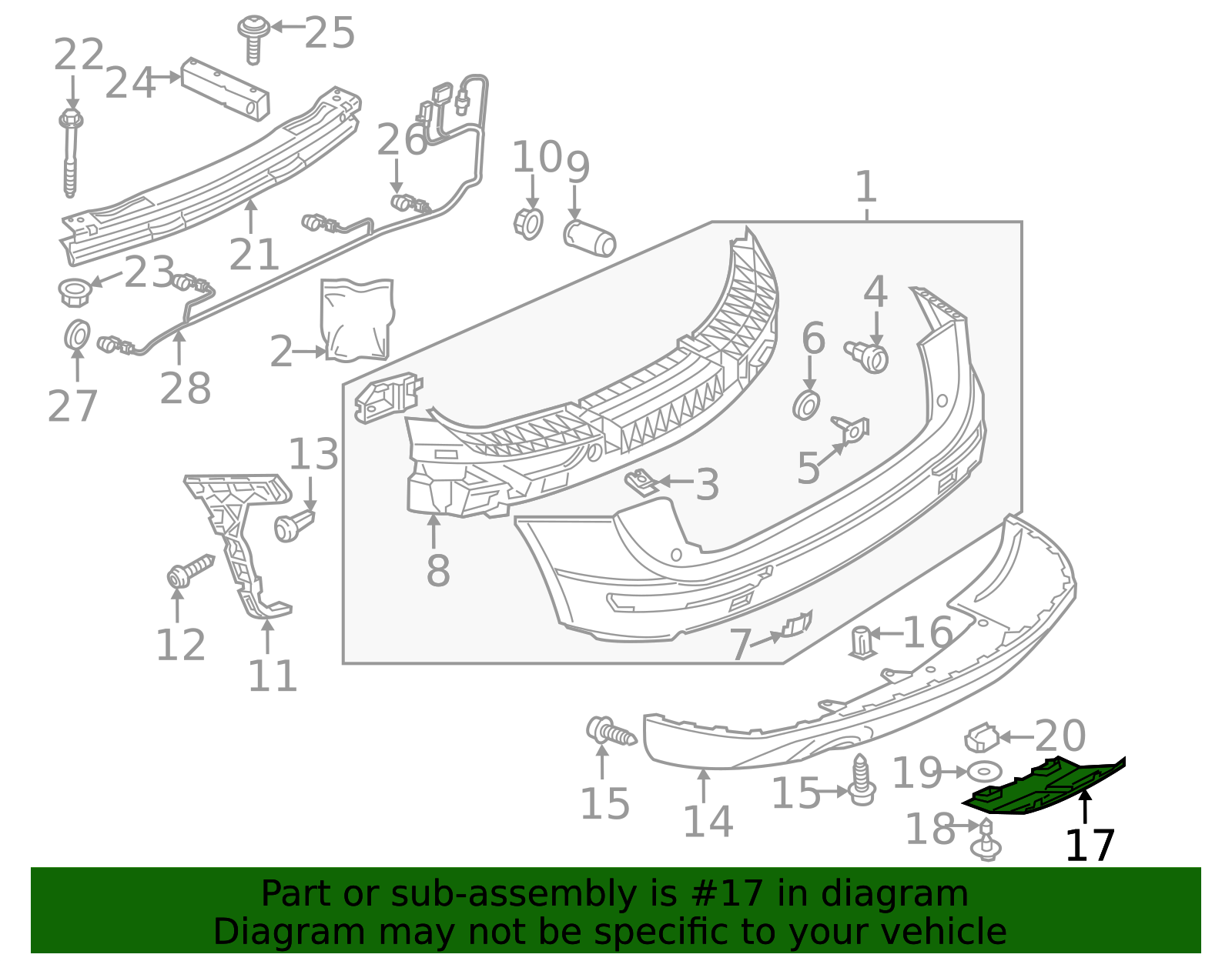 8R0-807-819-L-GRU - Audi Bumper Cover Spacer Panel 2013-2017 Audi Q5 ...