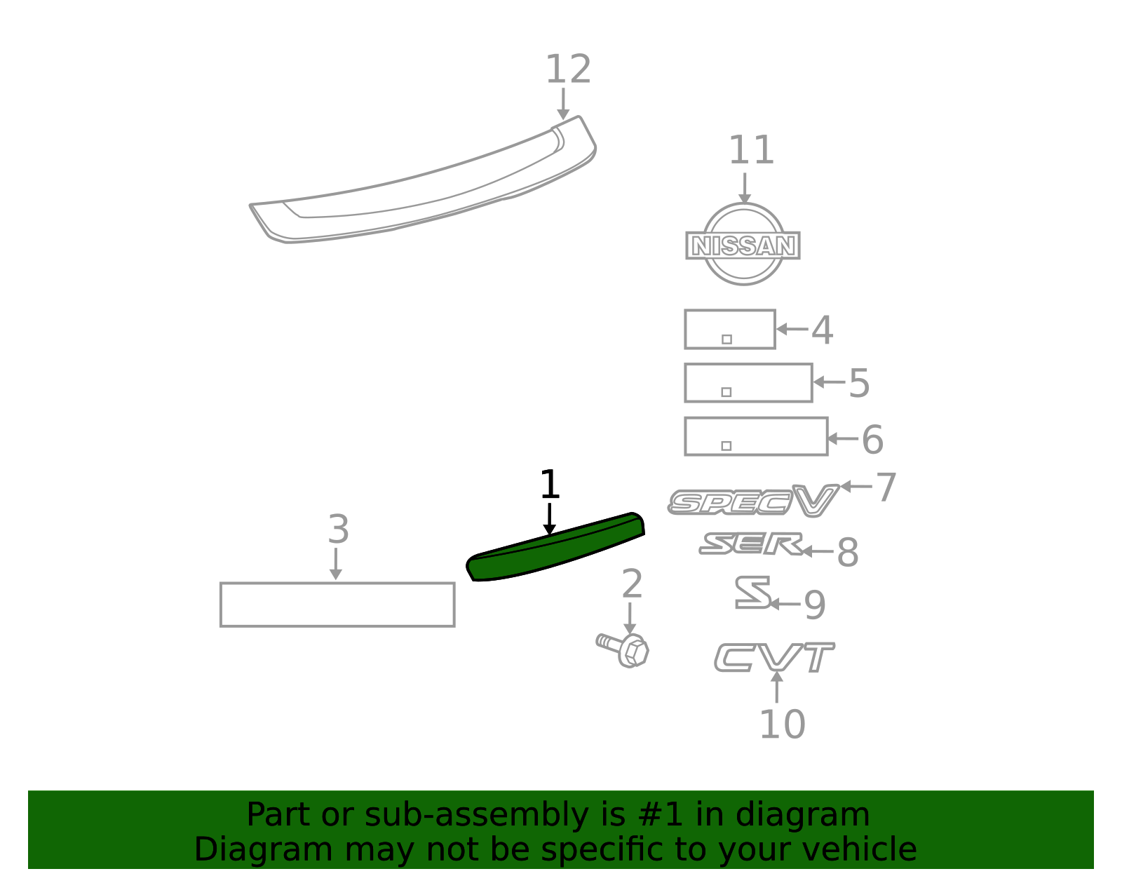 84810-9AF1A - License Molding 2010-2012 Nissan Sentra | Official Nissan ...