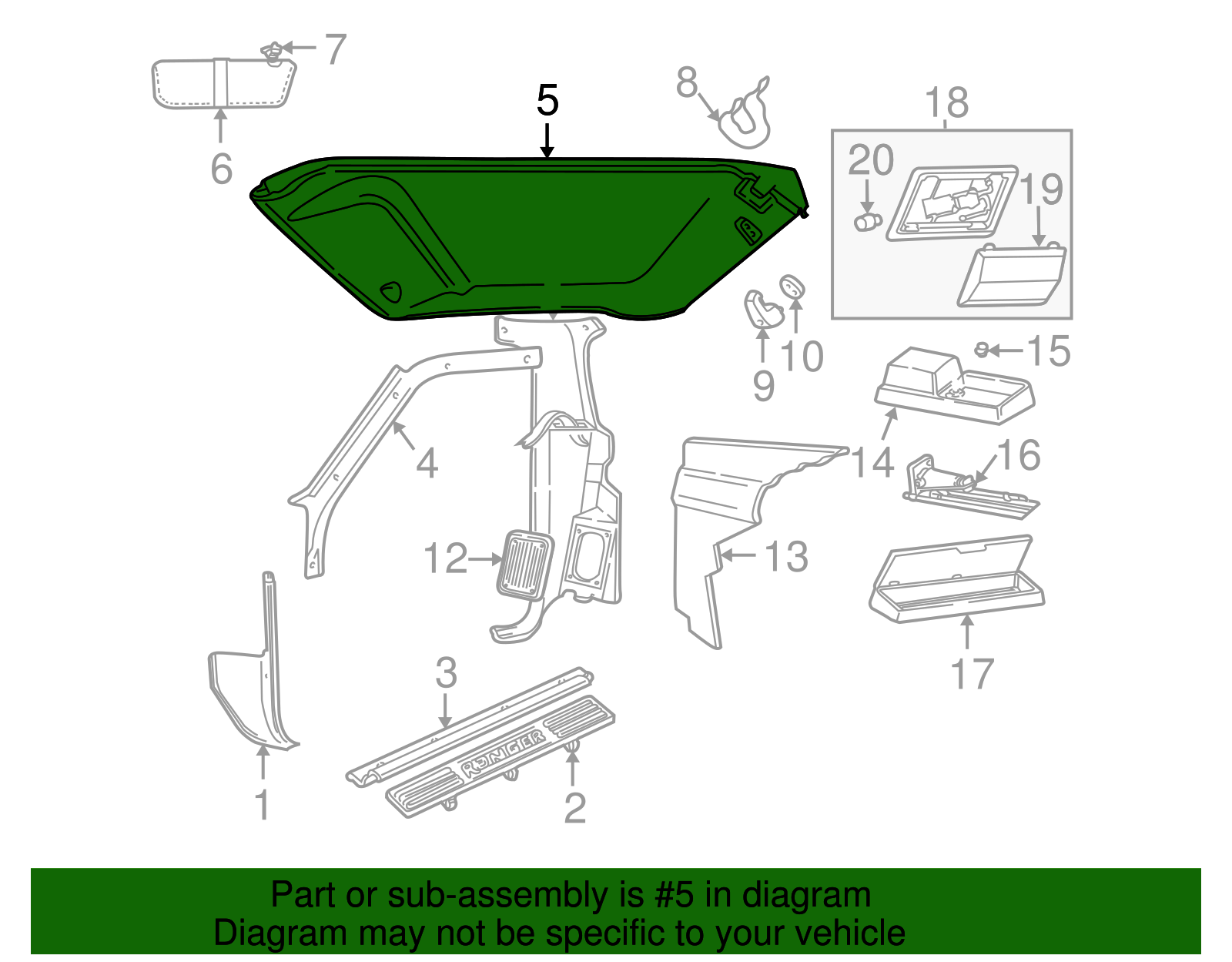7L5Z-1051944-AB - Headliner 2004-2008 Ford Ranger | Ford Parts Direct