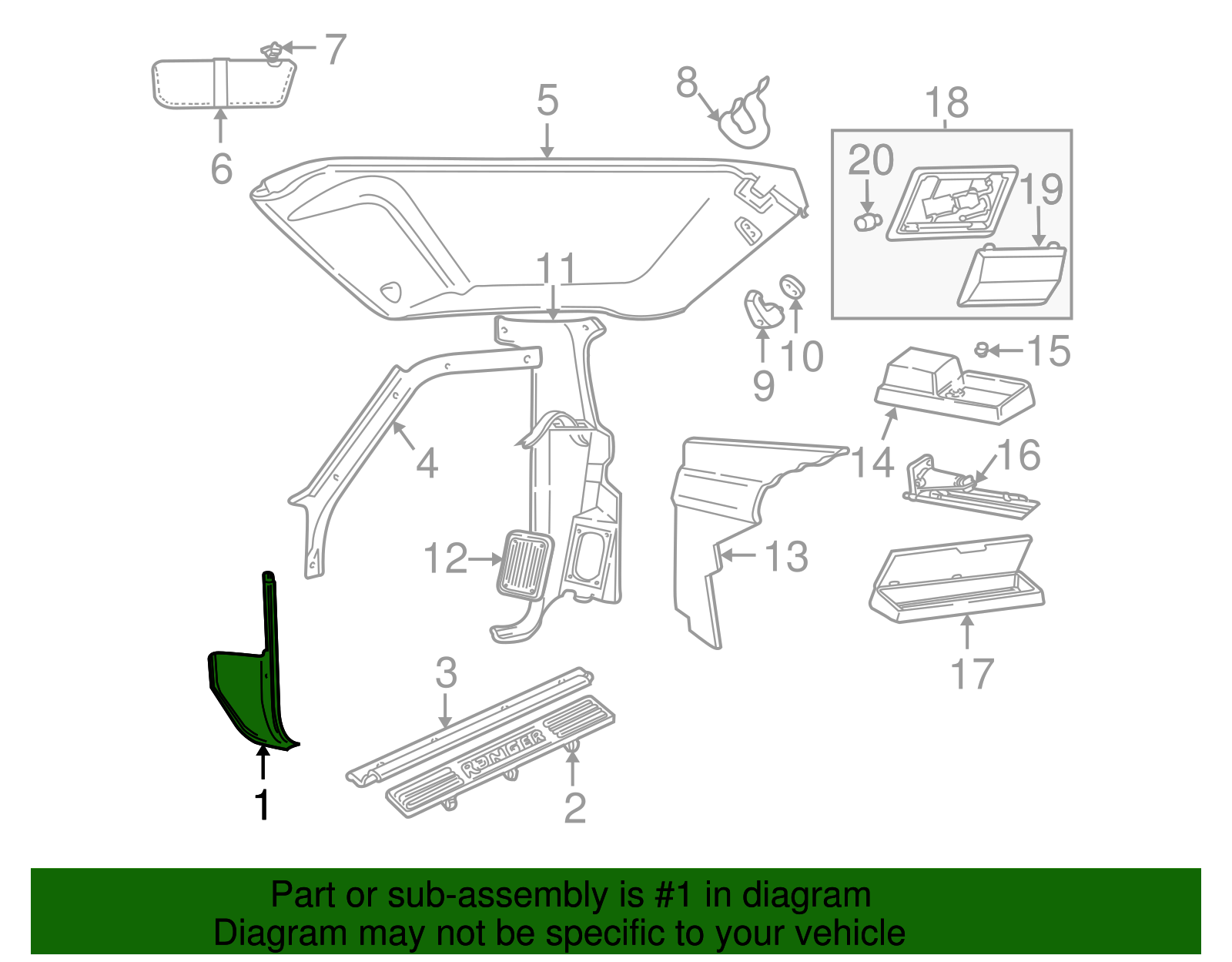 2004-2011 Ford Ranger | Cowl Kick Panel | 4L5Z-1002345-AAB | Walls ...