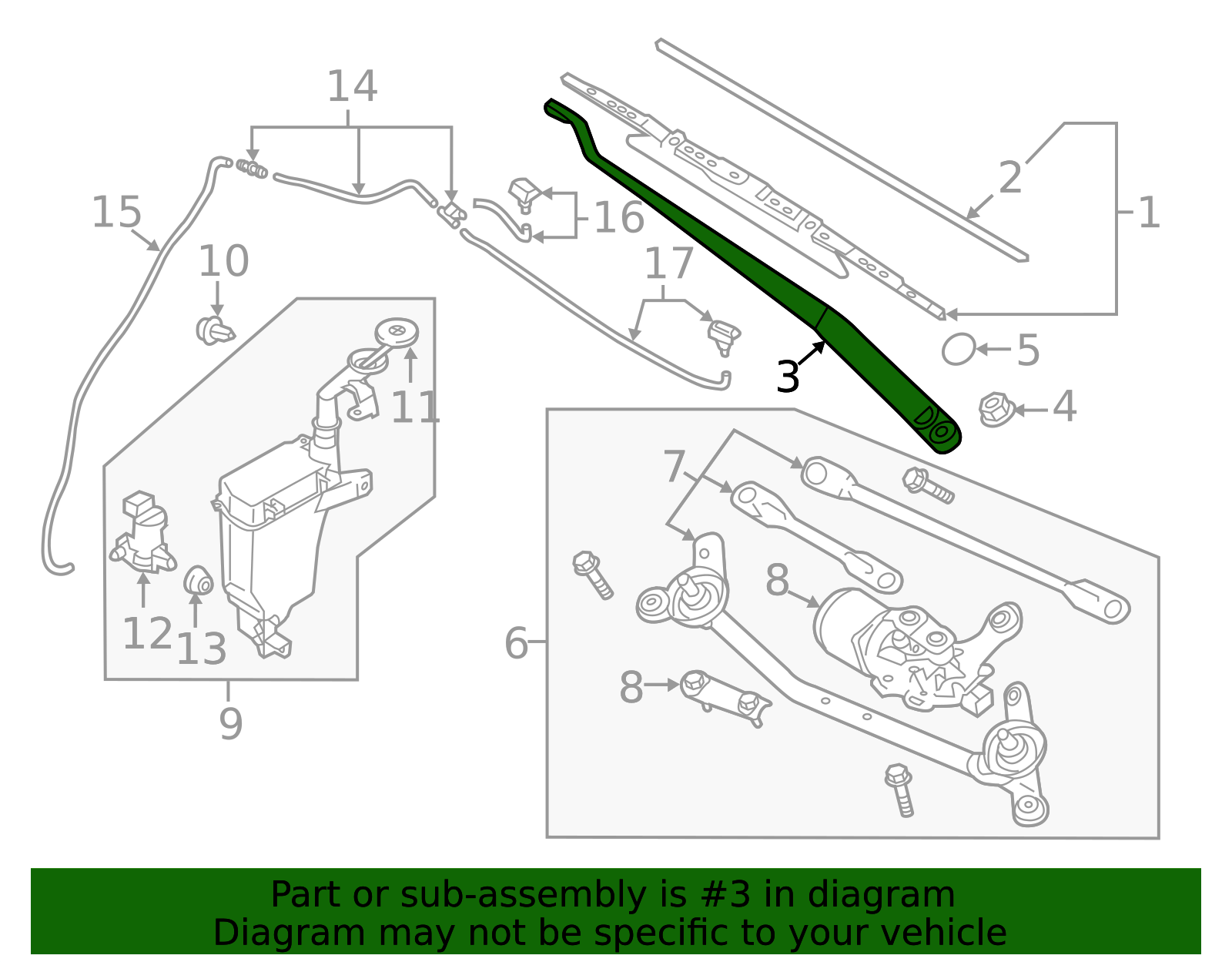 2012-2019 Nissan Wiper Arm 28881-3AN1A | My Nissan Part