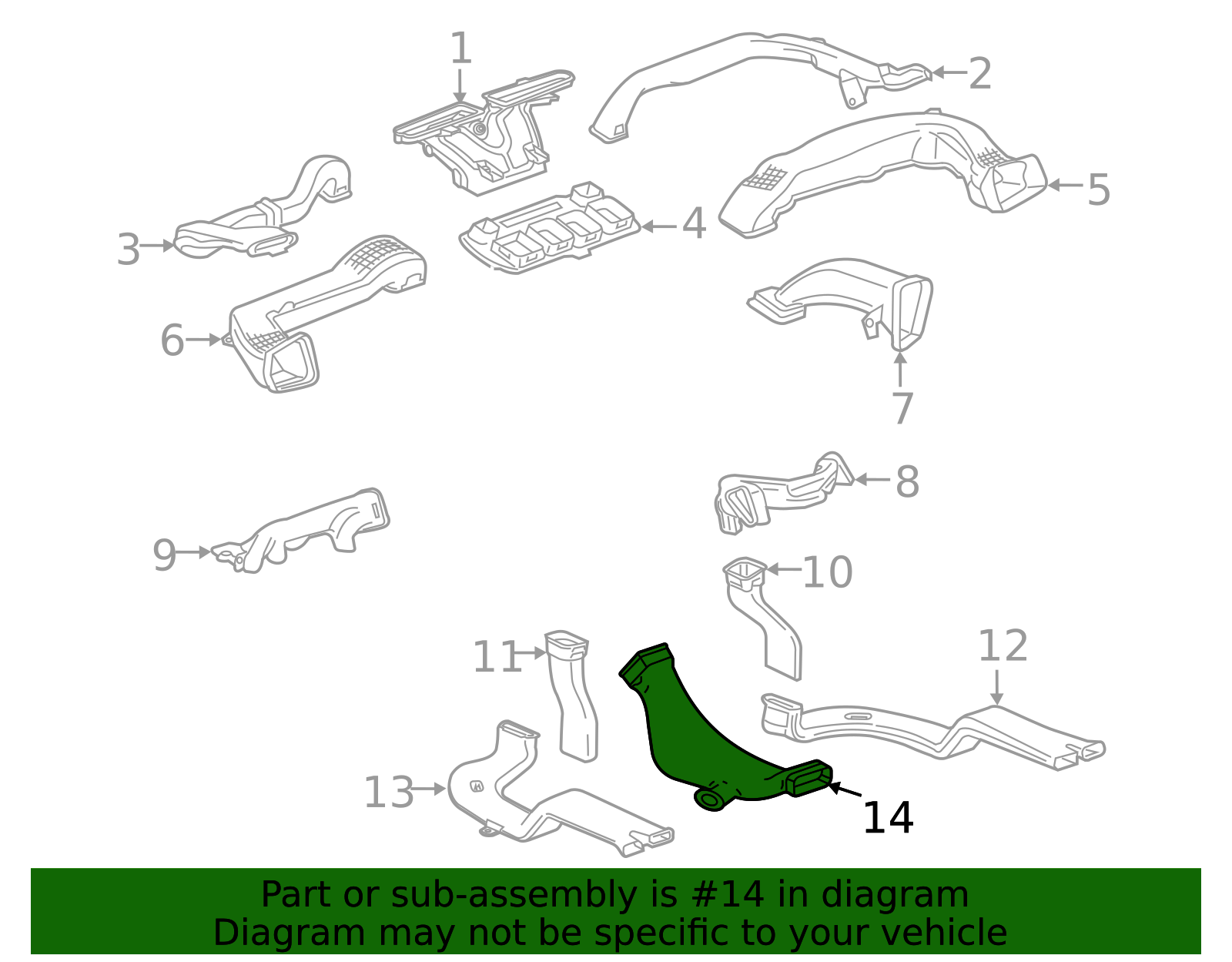 2017-2025 GM Front Floor Console Rear Air Duct 23288302 | Courtesy Parts