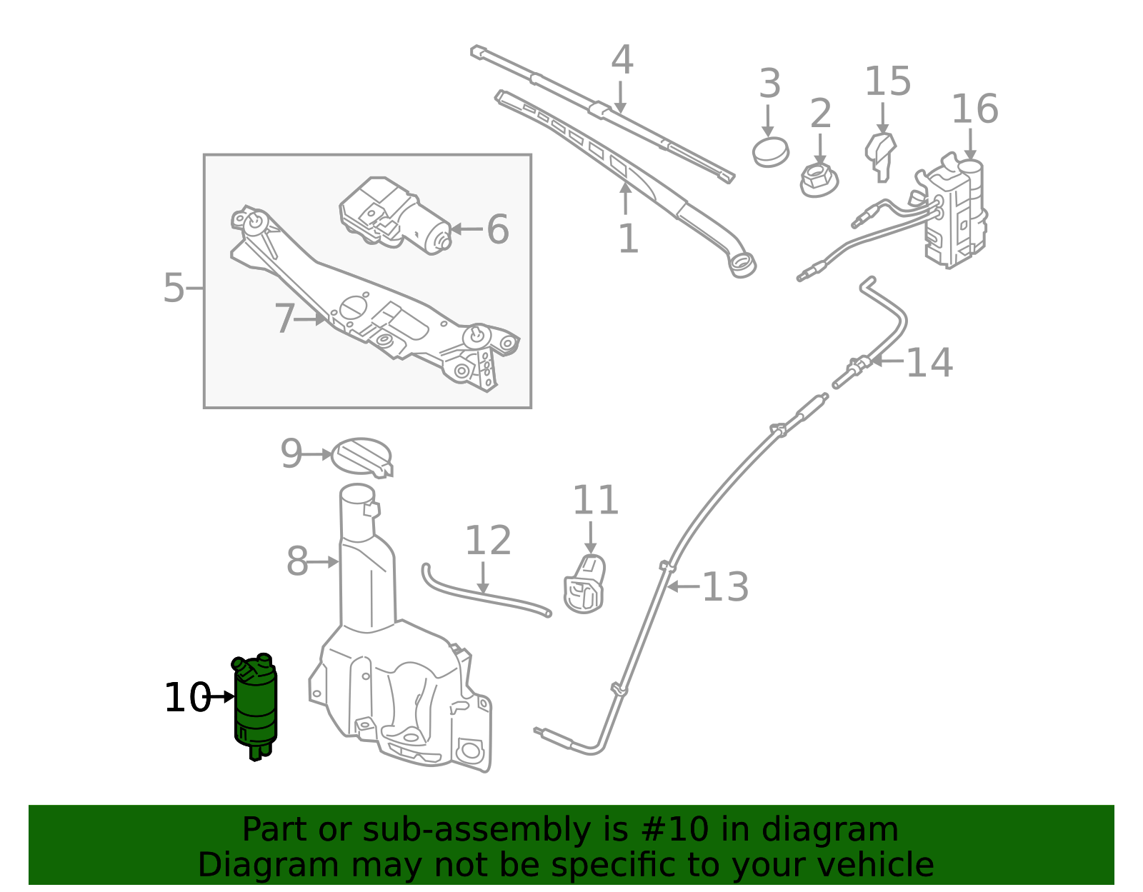 2009-2016 Hyundai Windshield Washer Pump 98510-3M000-DS | MotorMotor