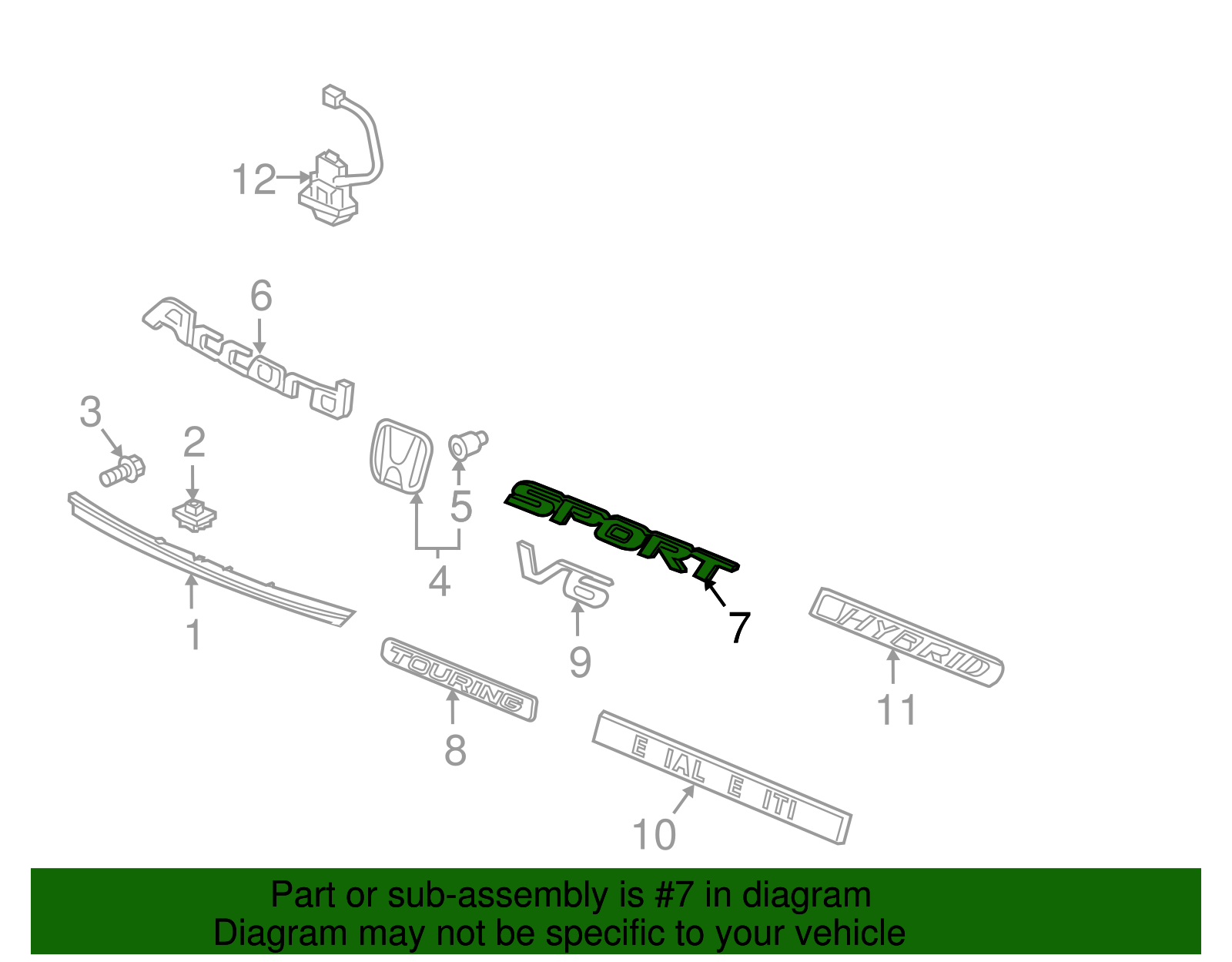 OEM 2013-2017 Honda Accord Nameplate 75752-T2A-A01 | Honda Automotive Parts