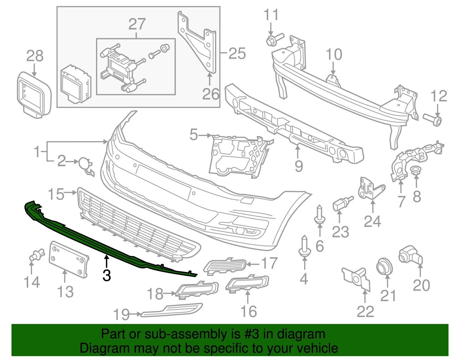2015-2017 Volkswagen Retaining Strip 5GM-805-915-9B9 | vwpartscenter