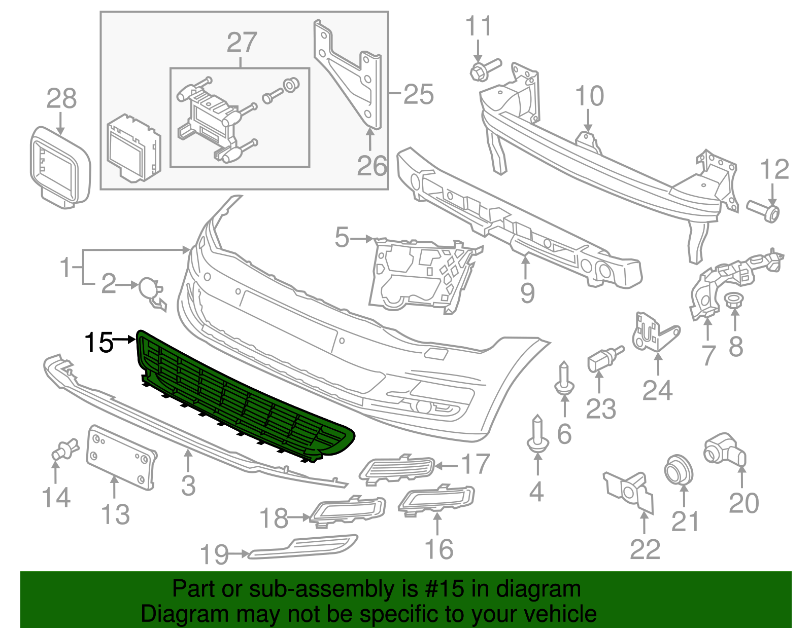 2015-2017 Volkswagen Center Grille 5G0-853-677-B-9B9 | vwpartscenter
