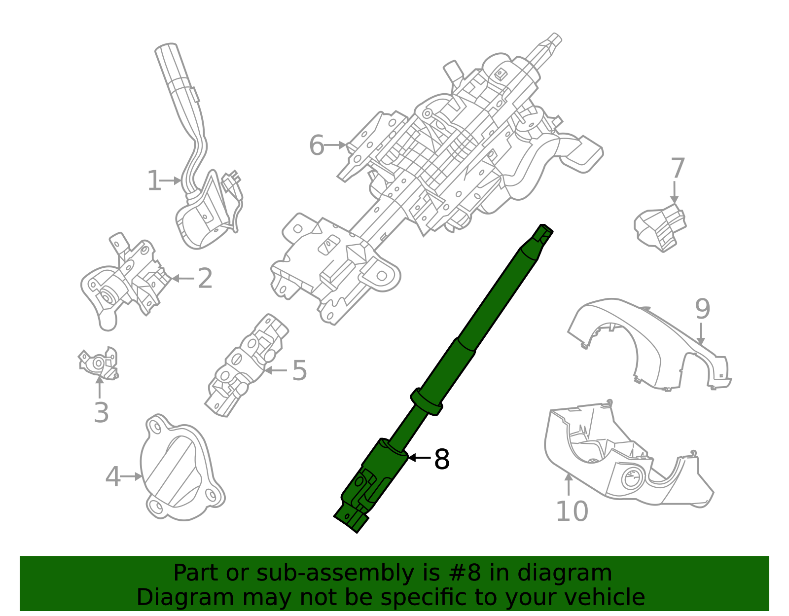 2021-2025 Ford | Column Shaft | LC2Z-3B676-C | Walls' Ford Parts