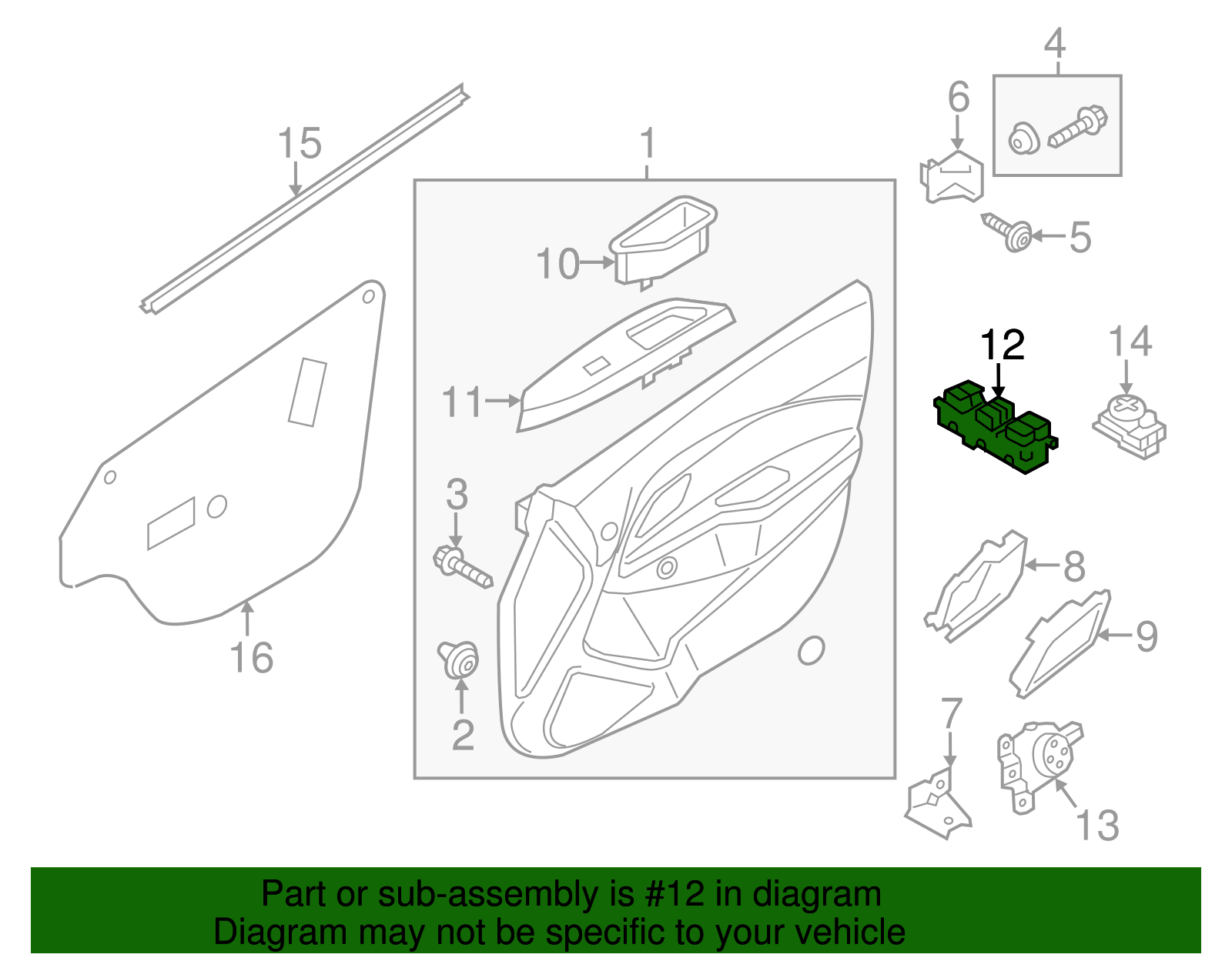 93570-1W155 - Window Switch 2012-2014 Kia Rio | Kia.Parts Store