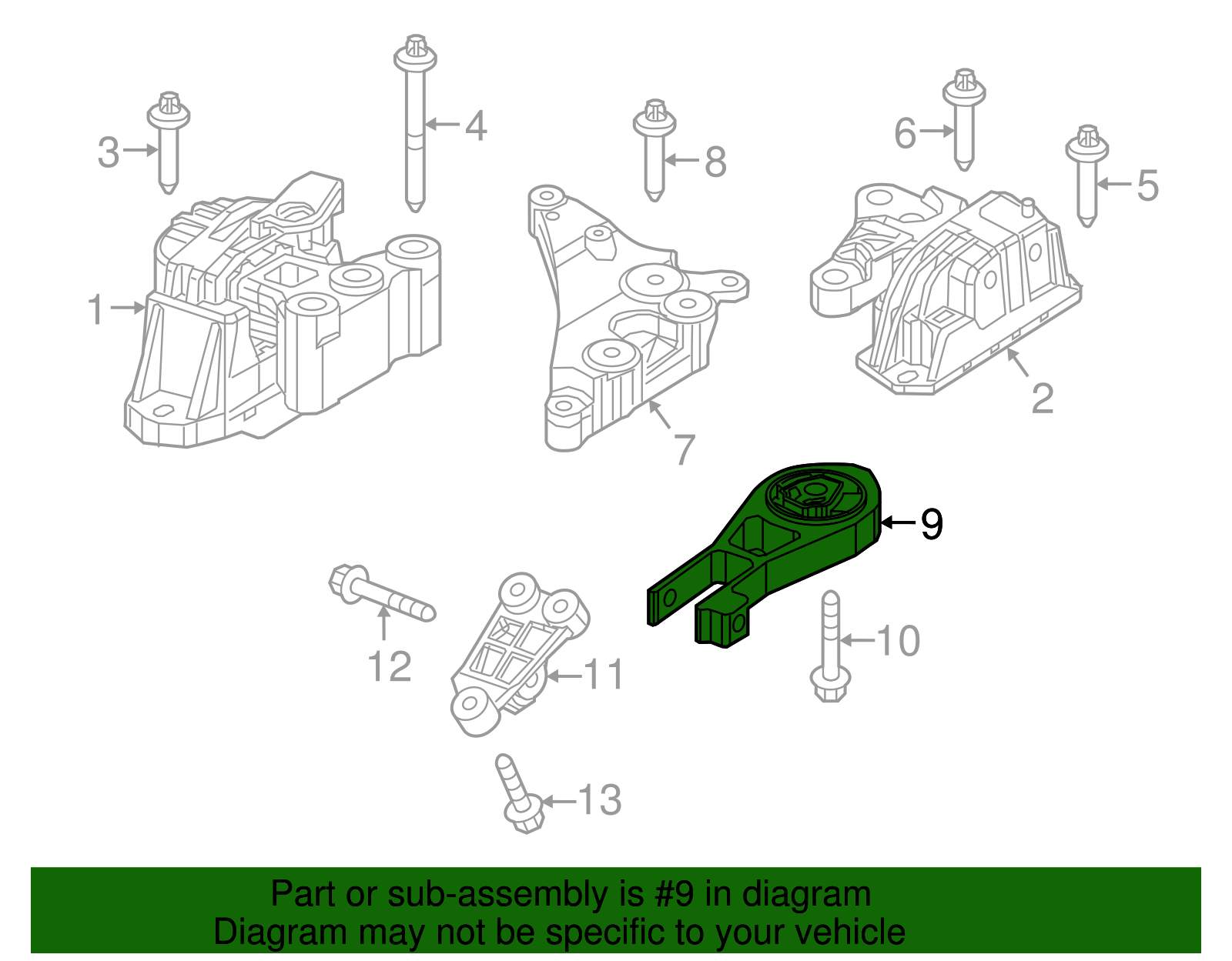 68253034AC - Transmission Mount Isolator - 2017-2020 Jeep Compass ...