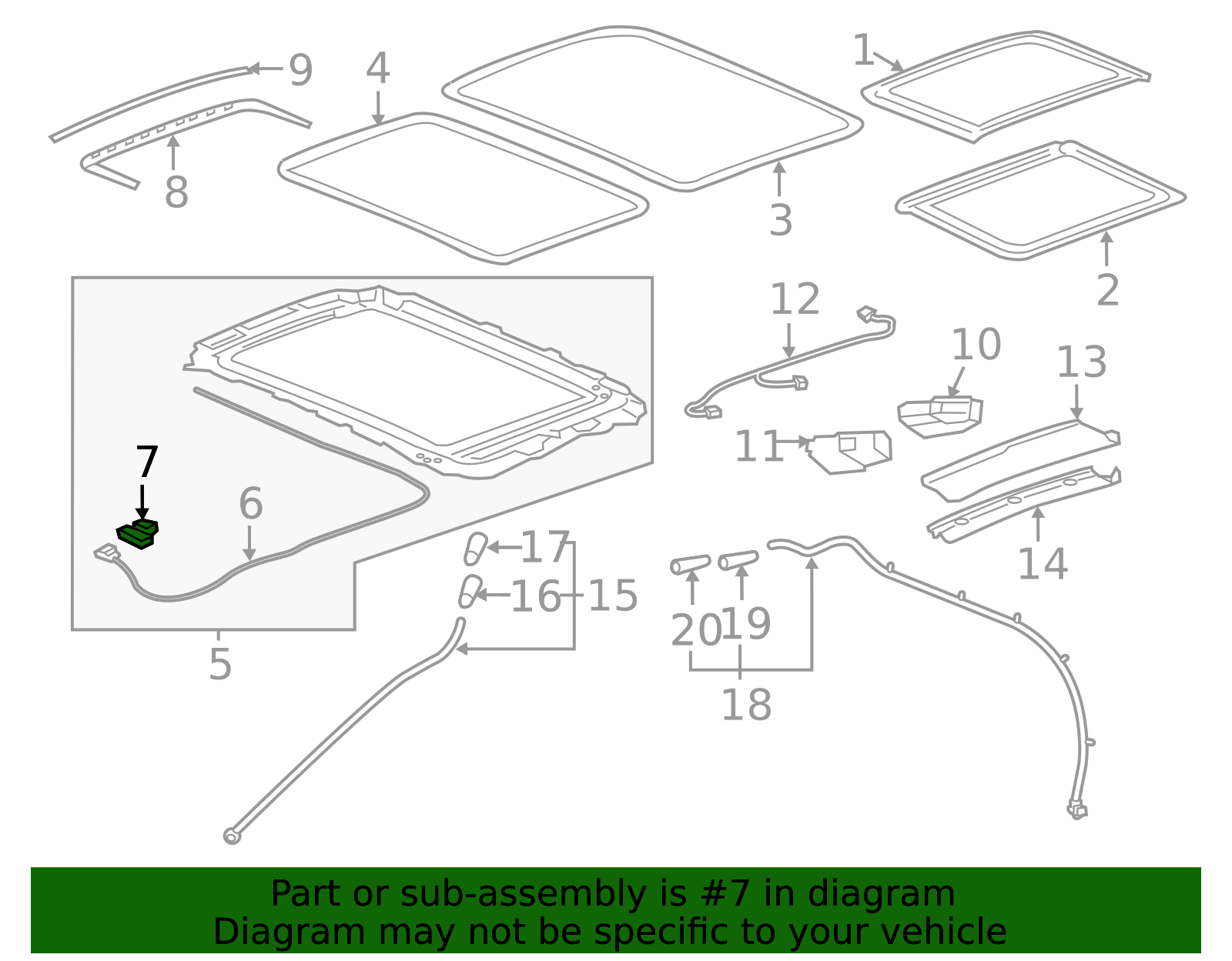 2017-2025 Cadillac Sunroof Sunshade Guide 20945785 GM | GMPartsDirect.com